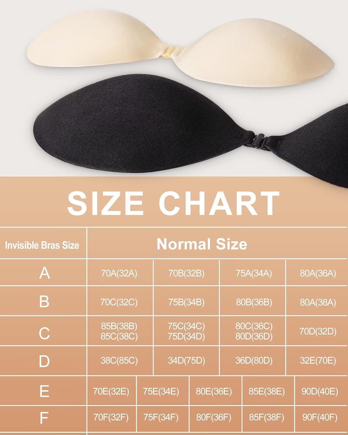 Adhesive Bra Push Up for Women 2 Pair, Sticky Invisible Lifting Bra ...