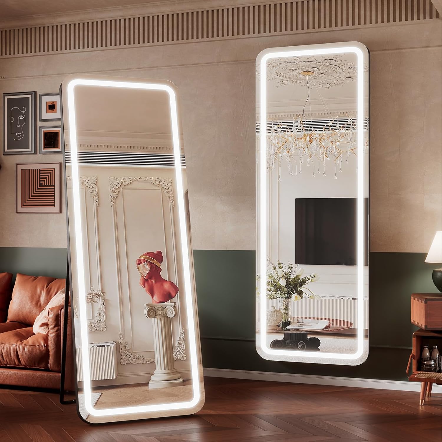 Amazon.com: VoxZypher 63"x20" LED Full-Length Mirror - Stand or Wall ...