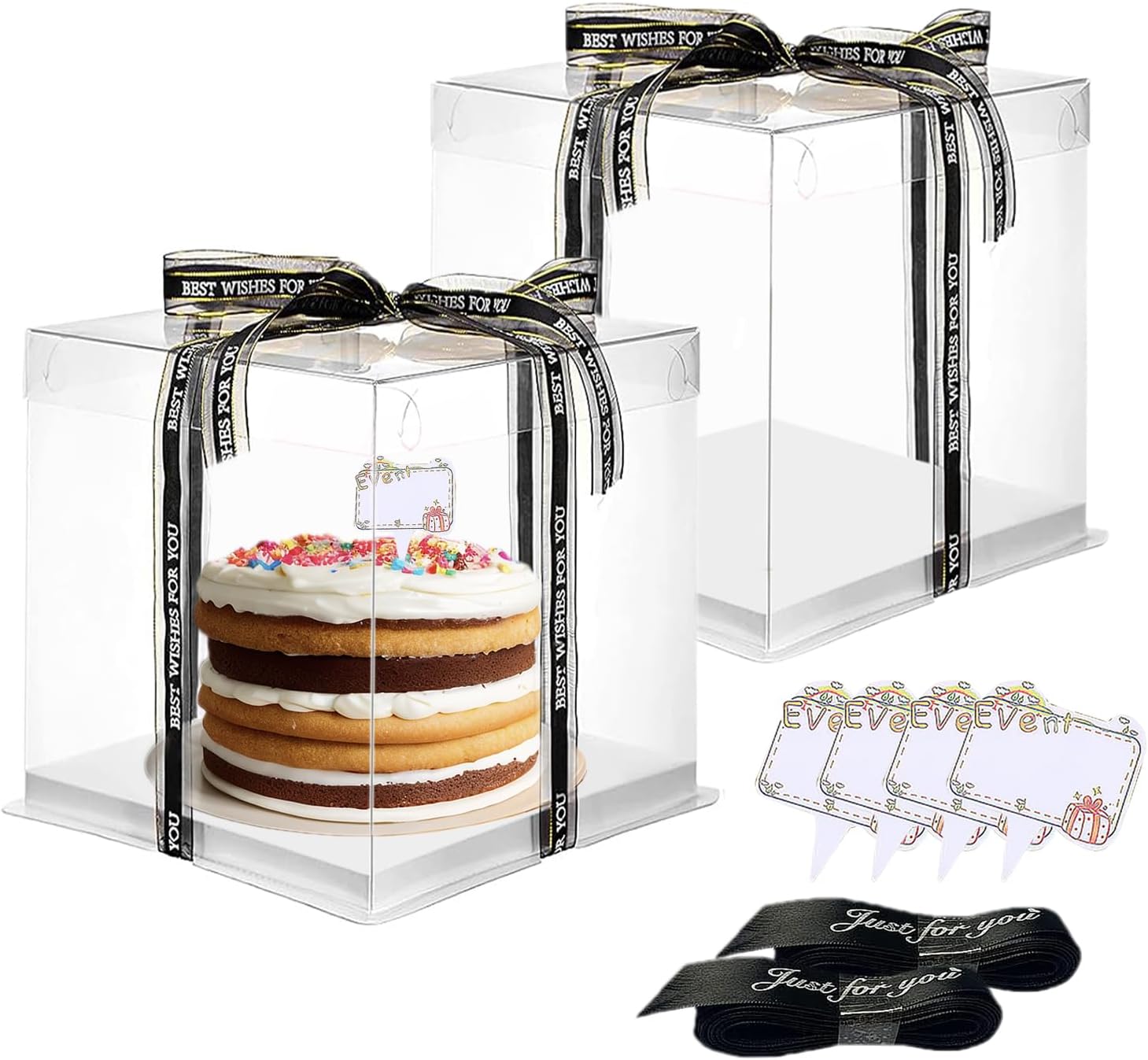 Amazon.com: Haploon 10 Pcs Clear Cake Box 7x7x8 Inch Cake Packaging ...