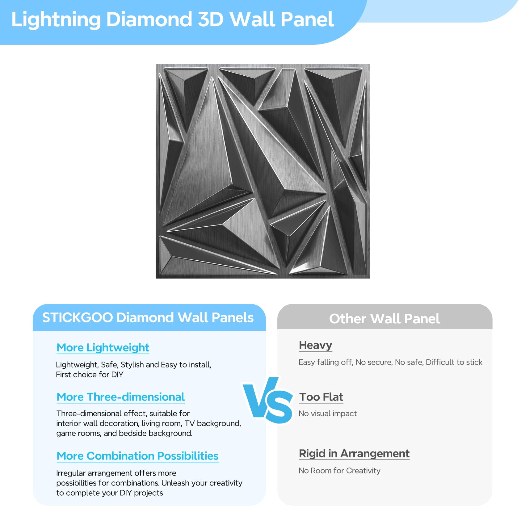 Snapklik.com : 3D Wall Panels, 33-Pack Lightning Diamond Wall Panels ...