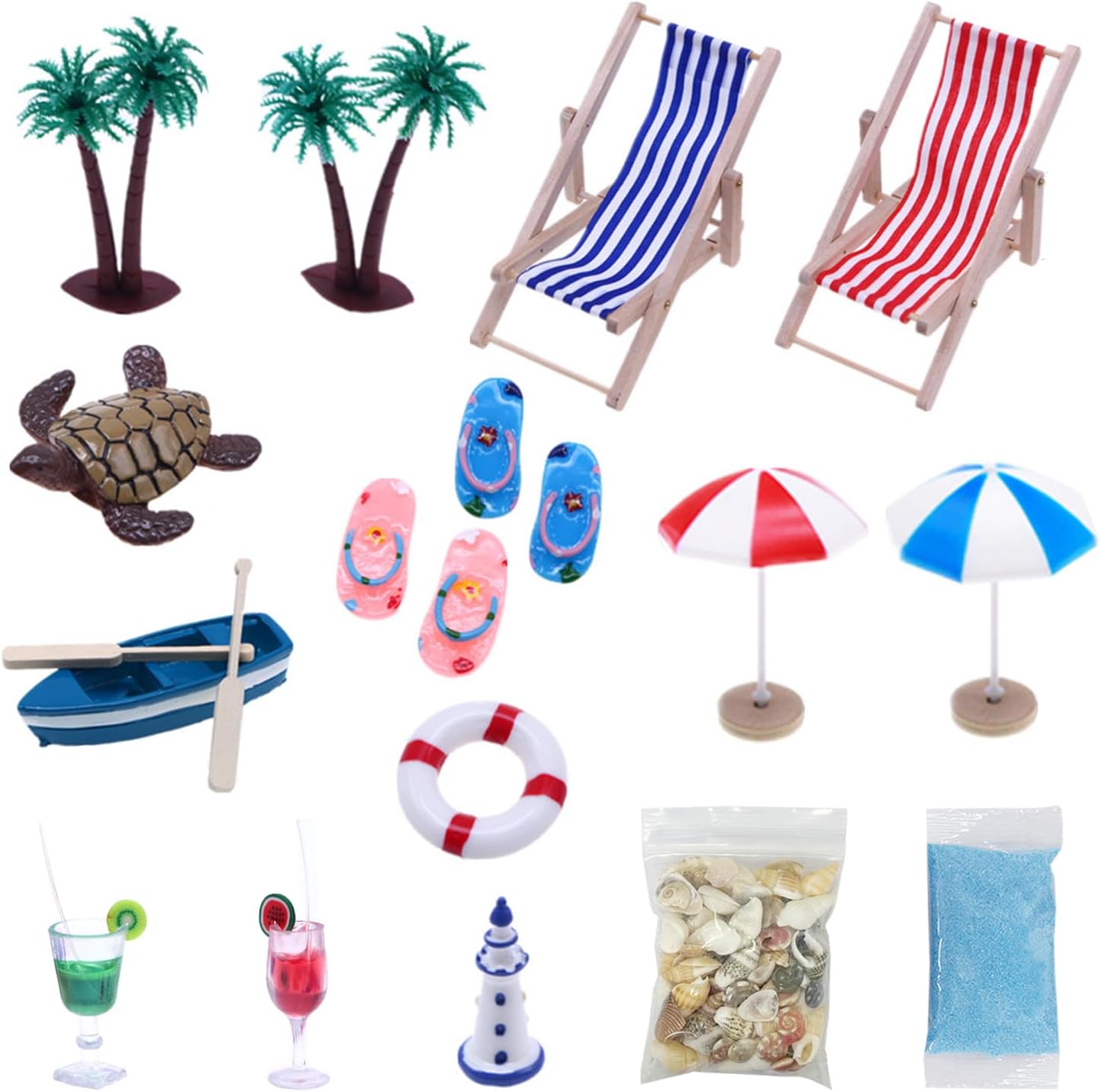 18-Pack Beach Collection Set, Mini Beach Set, Mini Decorations, Summer ...