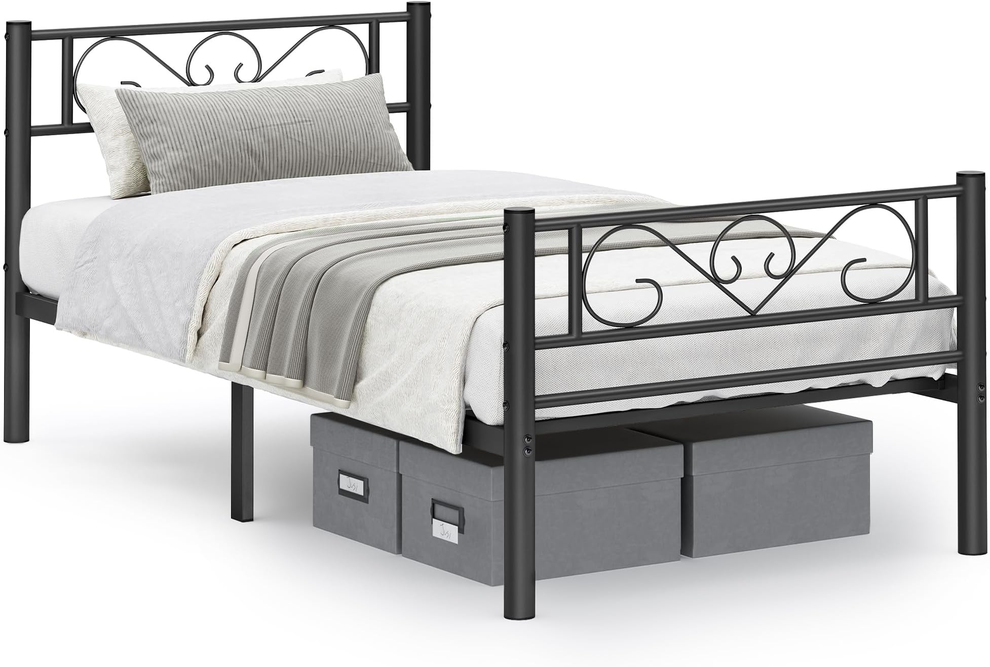 Yaheetech Cadre de Lit 90x190 cm avec Sommier, Lit Simple 1 Place pour ...