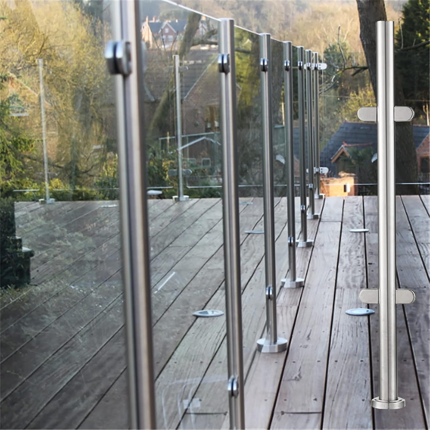 Amazon.com: Glass Railing Post 38mm Outdoor Glass Railing Post Clamp ...