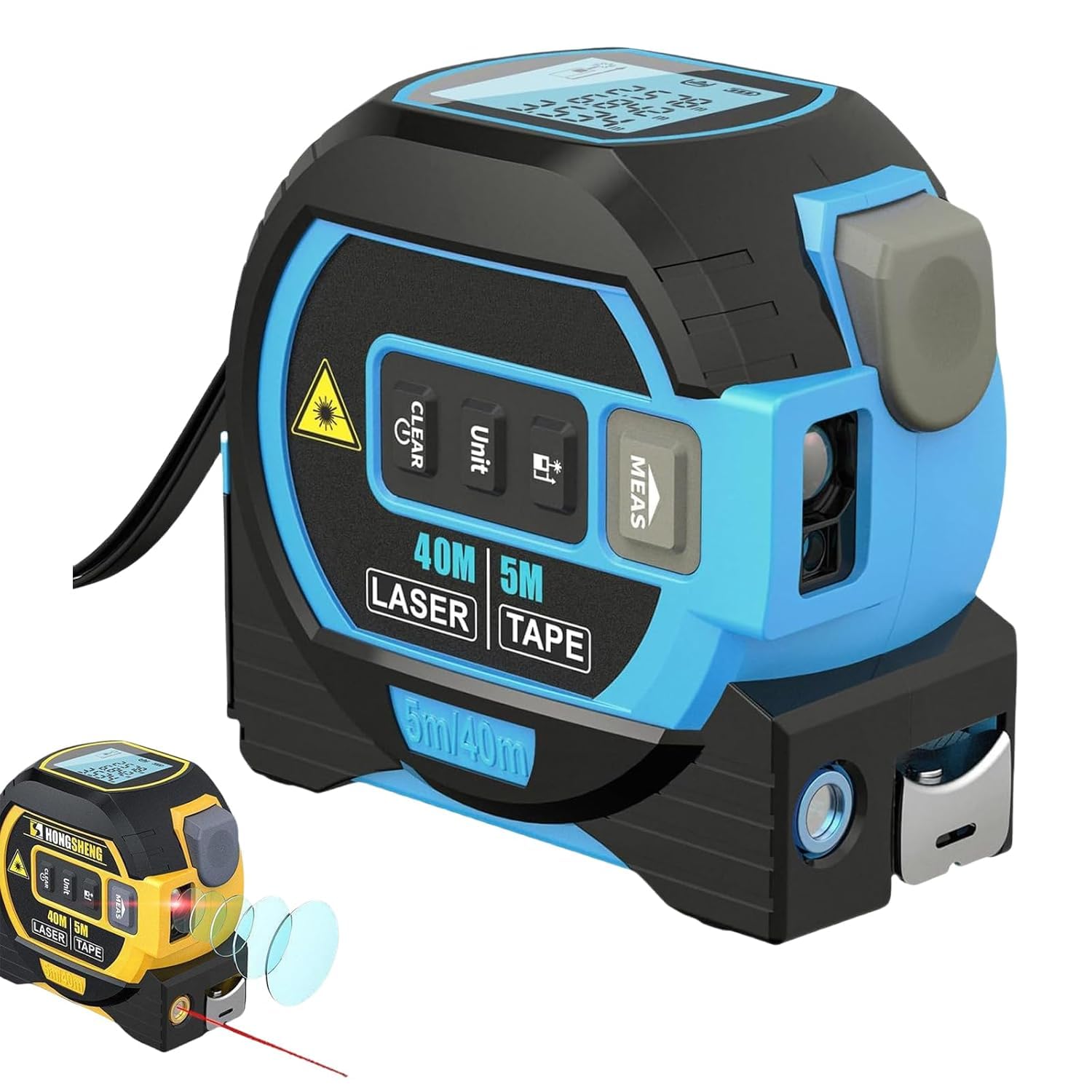 Cinta Métrica Láser 3 en 1:Medidor Láser 40M y Flexometro 5M-Pantalla ...
