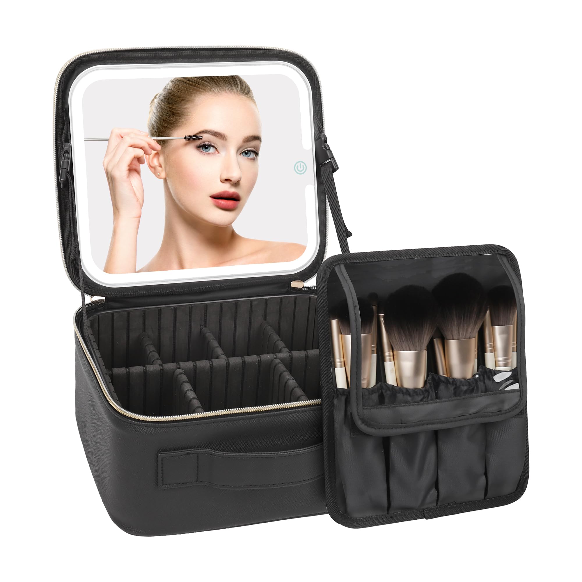 Amazon.com: MONSTINA Makeup Bag with LED Mirror,Makeup Case with ...