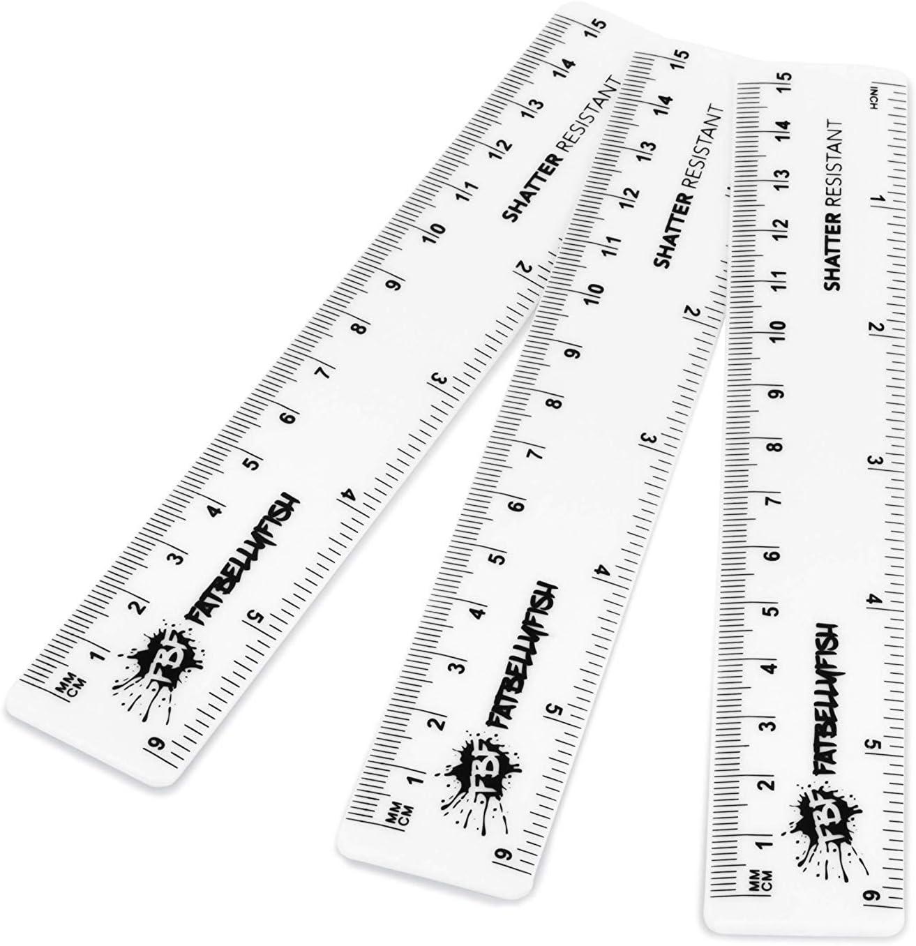 6 Inch / 15cm Rulers - Shatter Resistant - Pack of 5 - White - Fat ...
