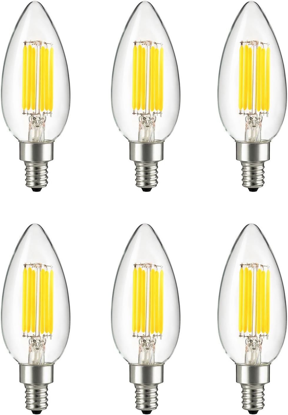 SUNLITE 40957 LED B11 Filament Style Chandelier Light Bulb Torpedo Tip ...