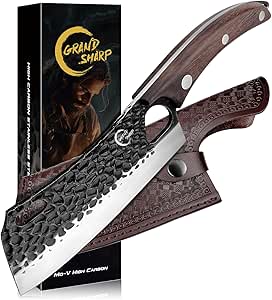 Amazon.com: Grandsharp Butcher Knife Hand Forged Boning Knife with Sheath, Sharp High Carbon ...
