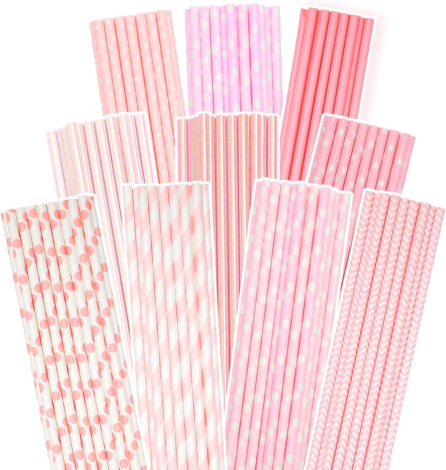 Amazon.com: ALINK Floral Paper Straws, Biodegradable Disposable Flower ...