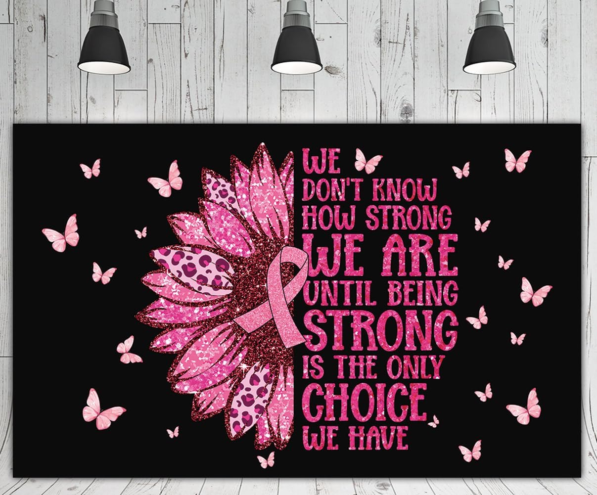 Amazon.com : Cascbow 6ft Black Pink Breast Cancer Awareness Backdrop ...