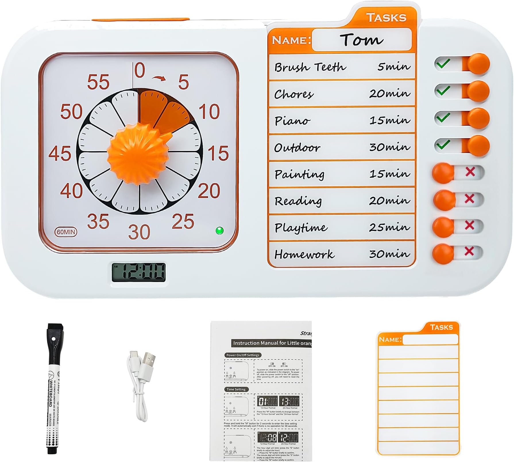 Amazon.com: Visual Timer for Kids Adults, ADHD Timer with Planning ...