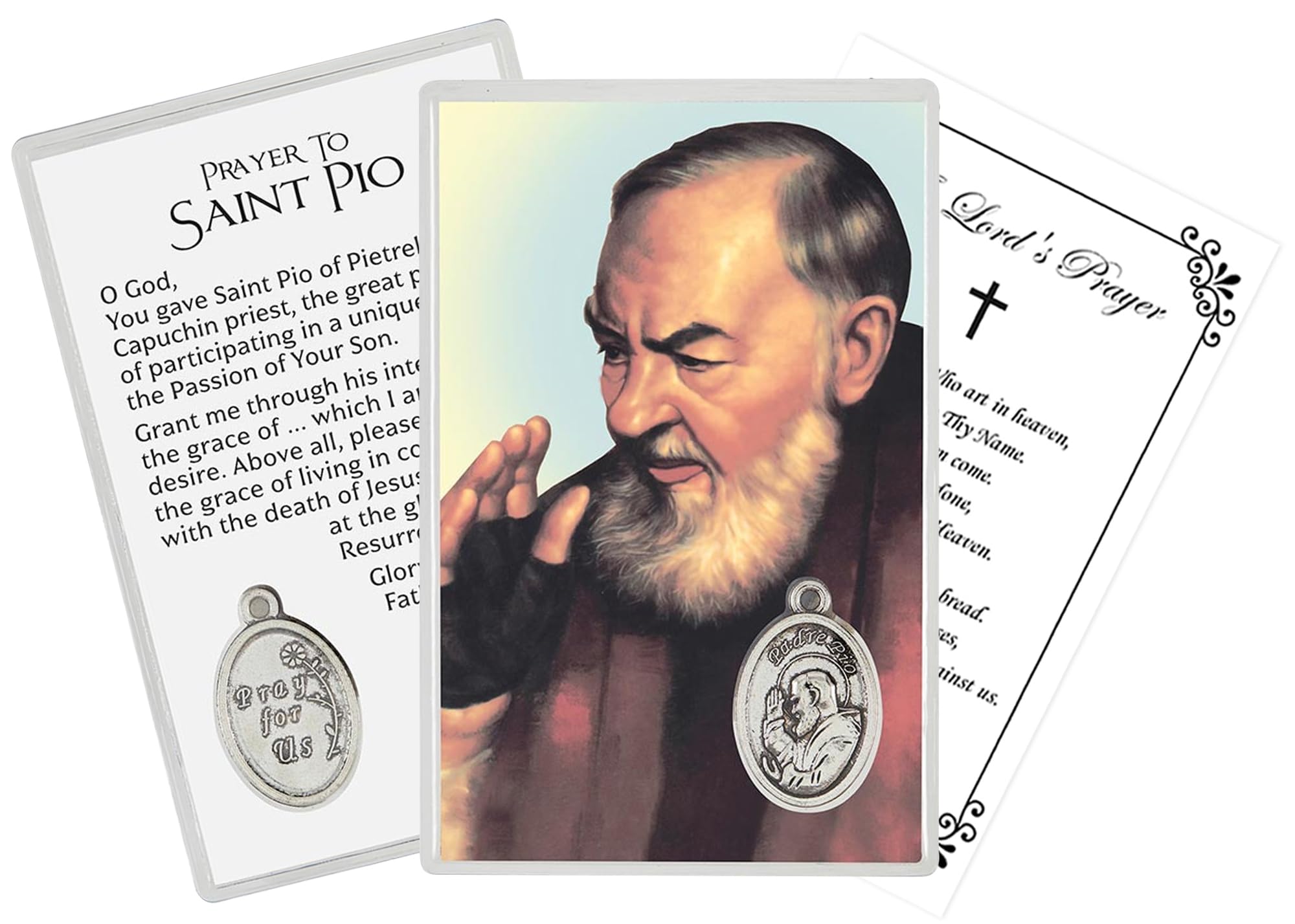 Amazon.com : St Pio Prayer Card-St Padre Pio Prayer Card with Medal ...