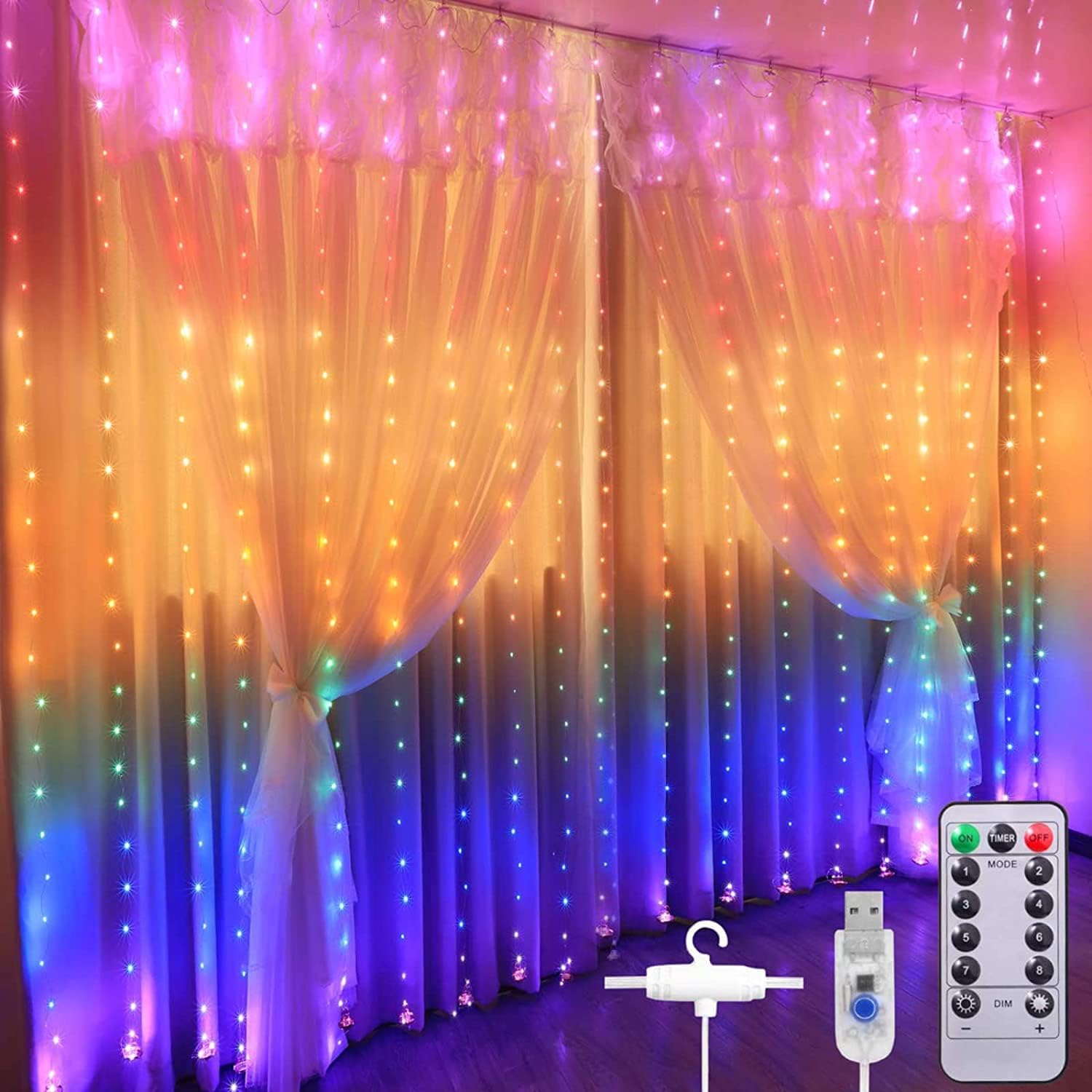 Buy Gesto RGB Curtain Led String Light for Home Decor – USB Fairy ...