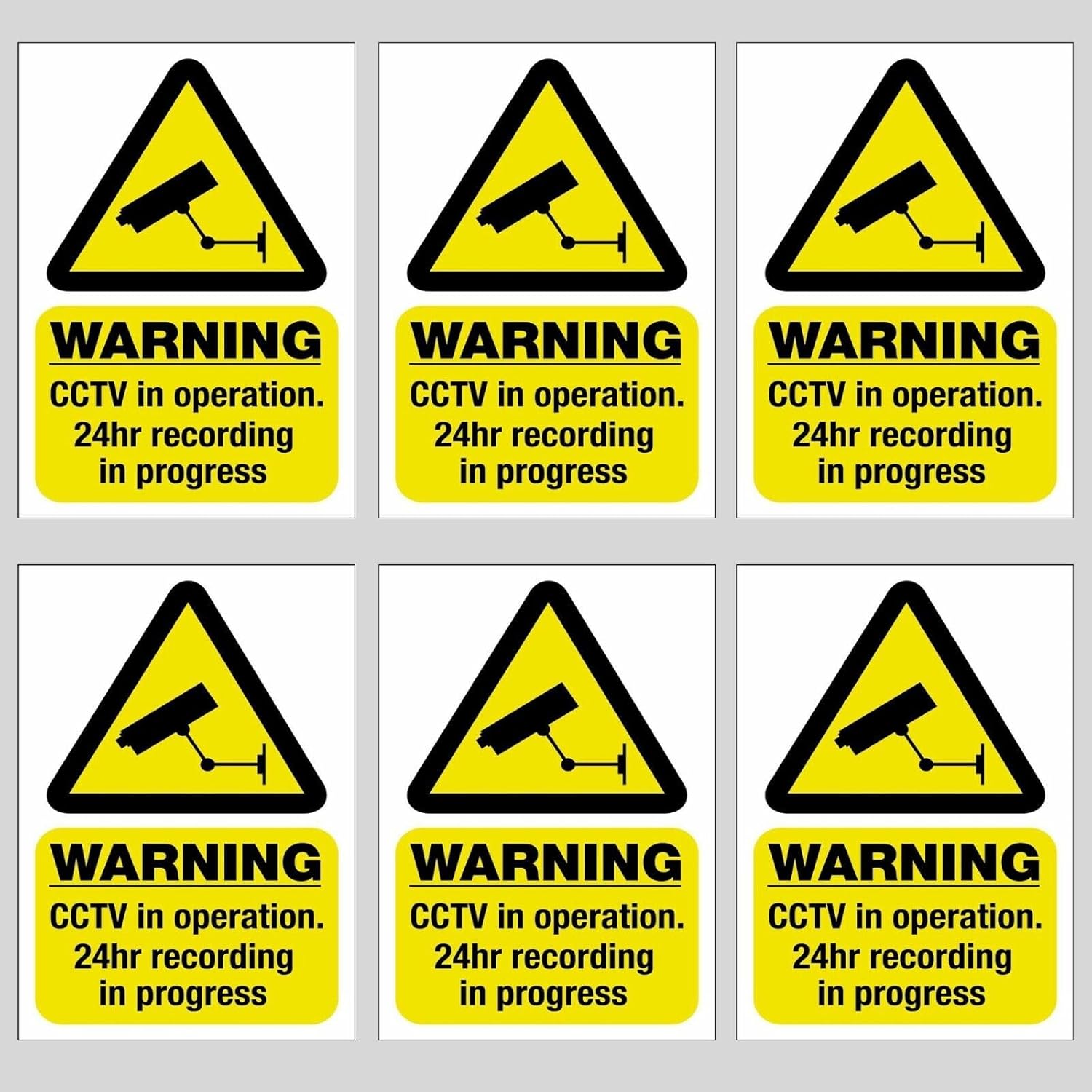 Reverse Window CCTV Adhesive Sticker Signs - 6 Pack - 100 mm x 65 mm ...