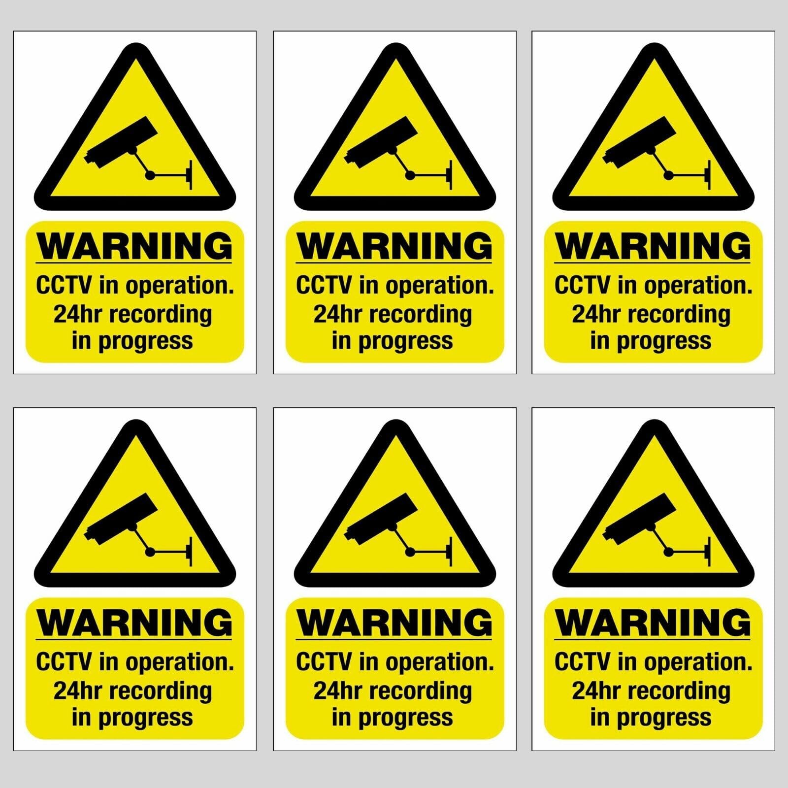 Reverse Window CCTV Adhesive Sticker Signs - 6 PACK - 100 mm x 65 mm ...