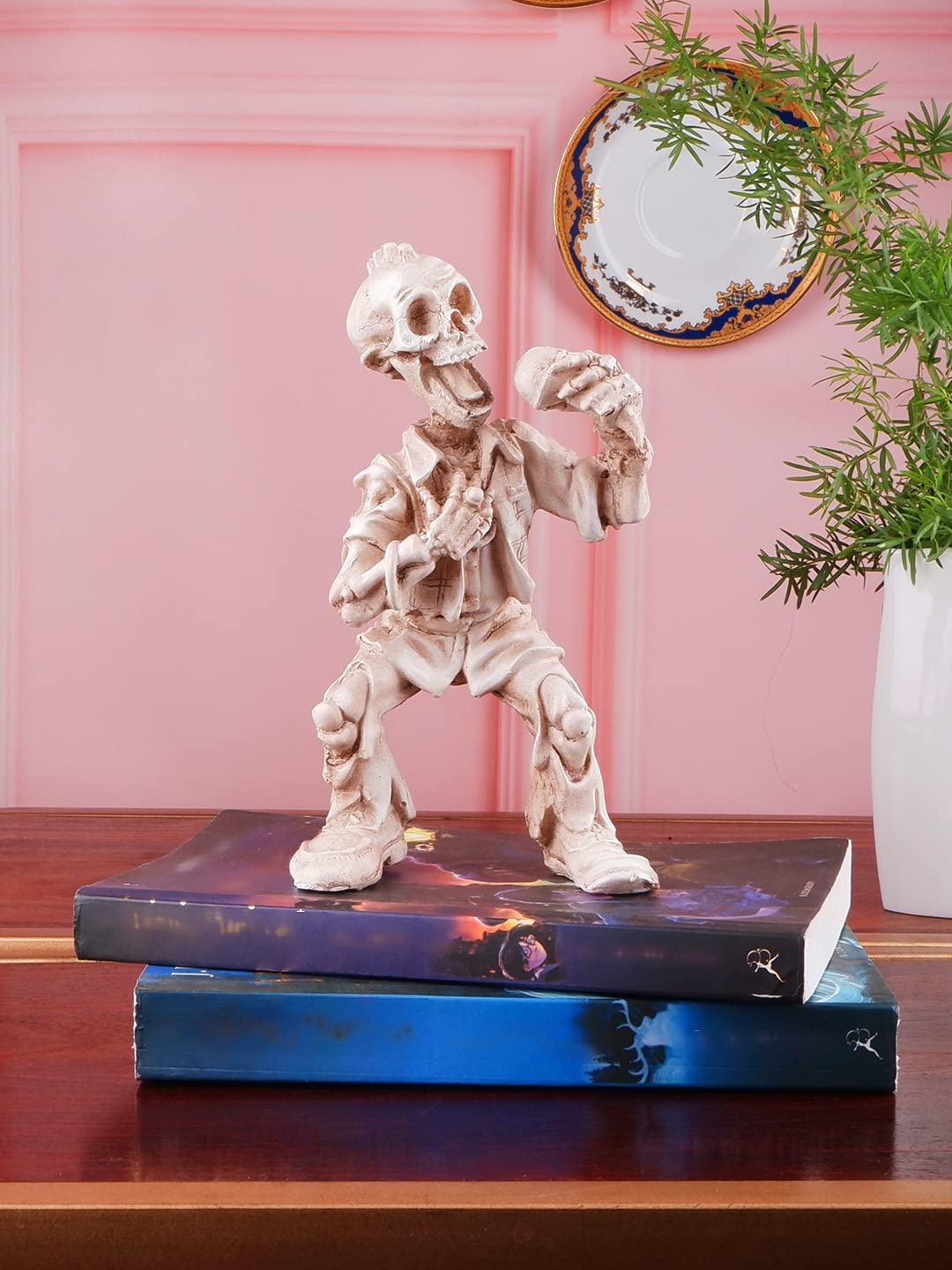 THE WHITE INK DECOR Premium Skull Singer Figurine for Home, Office and ...