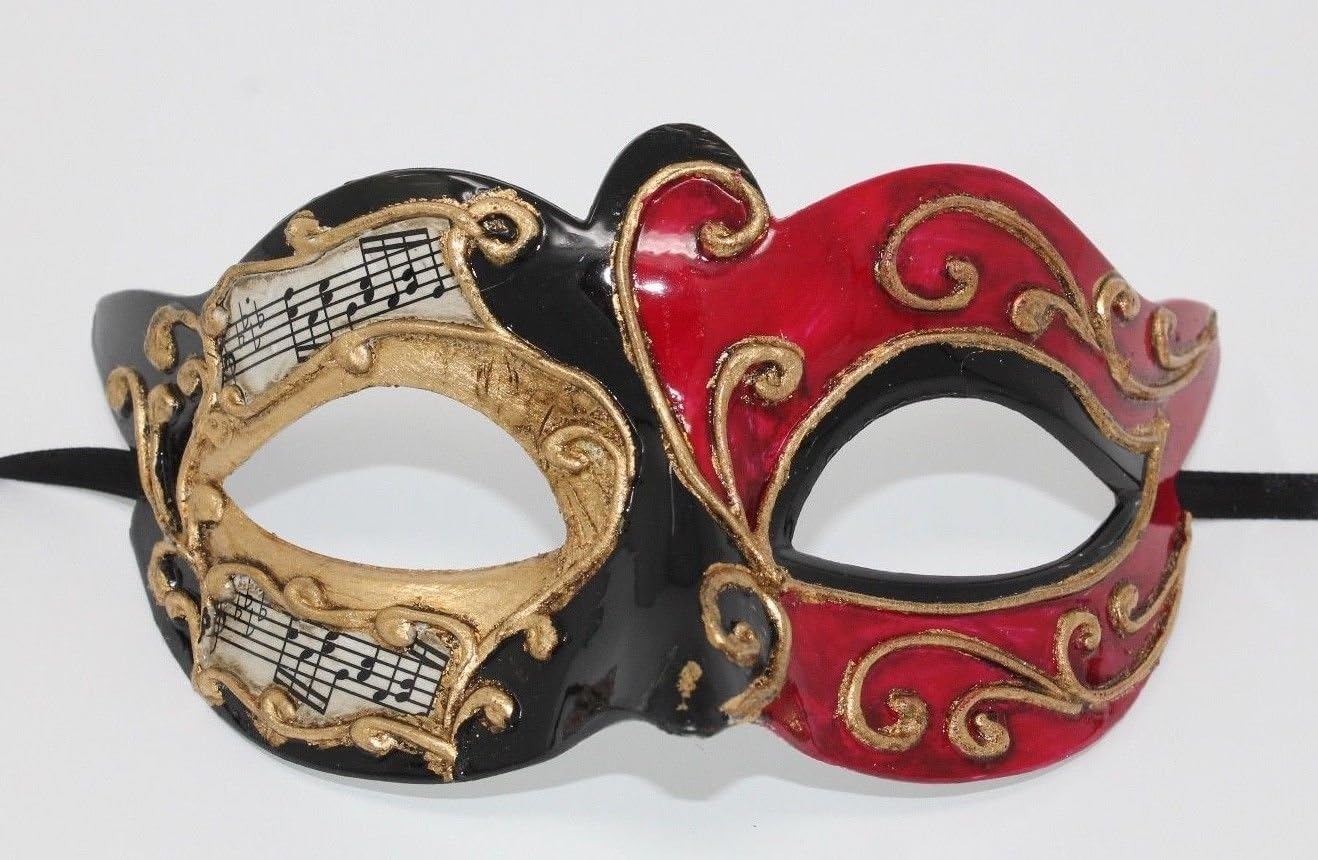 VENETIAN MASQUERADE CARNIVAL PARTY EYE BALL MASK RED GOLD & BLACK WITH ...