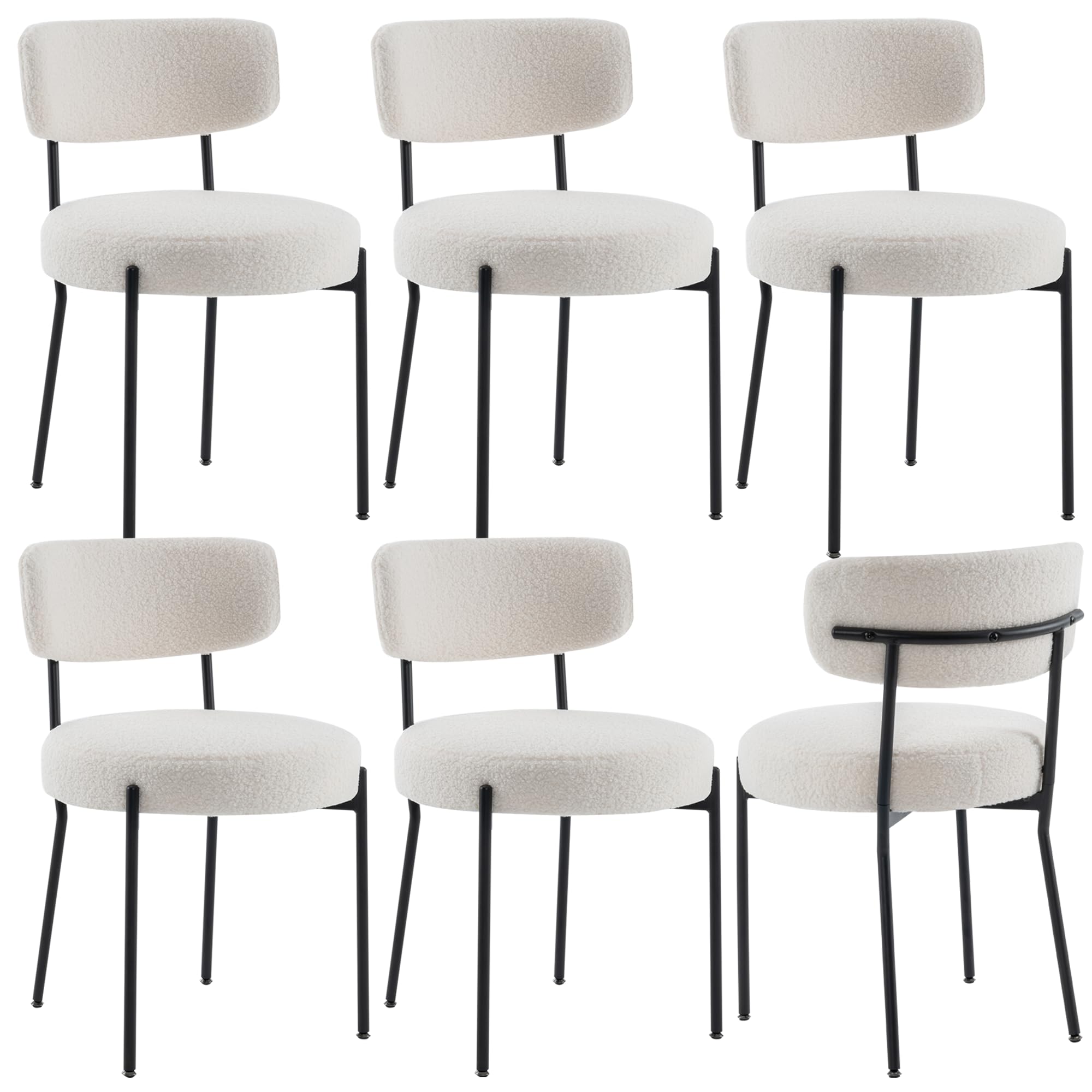 Snapklik.com : SNUGWAY Boucle Dining Chairs Upholstered Round Mid ...