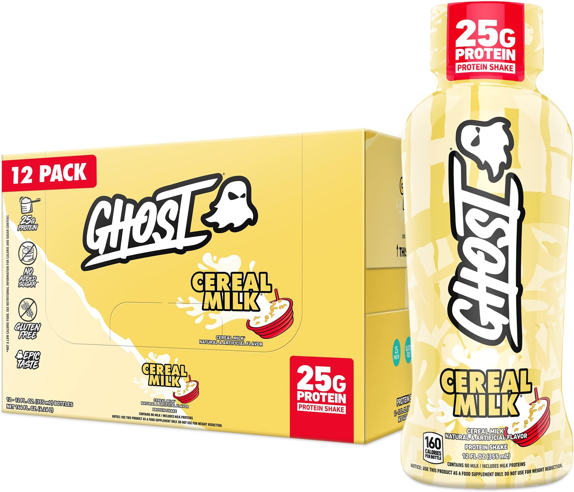 Amazon.com: GHOST PROTEIN RTD Protein Shakes, Cereal Milk - 12-Pack ...