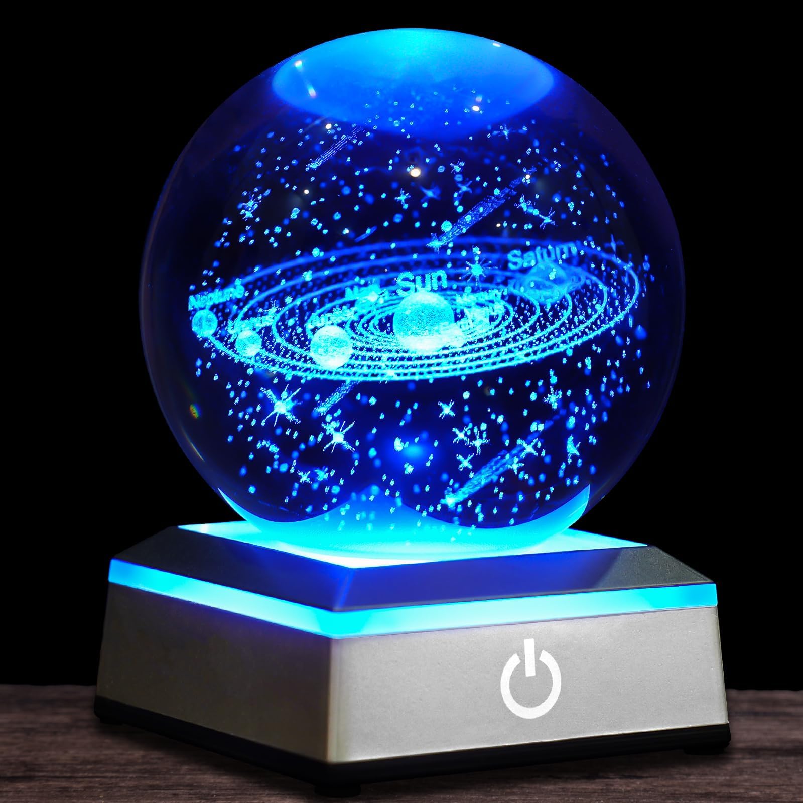 JiTaiMeiGift Solar System Crystal Ball Lamp,3.15 inch 3D K9 Solar ...
