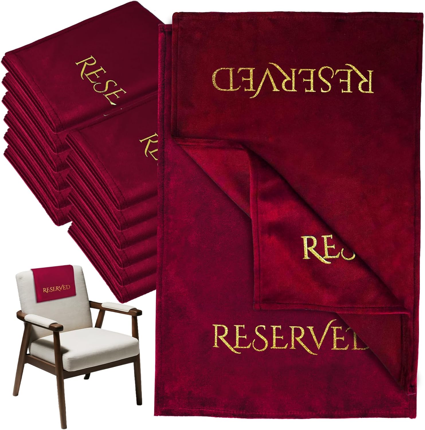 Amazon.com: 12 Pieces Velvet Reserved Chair Signs for Weddings – Gold ...