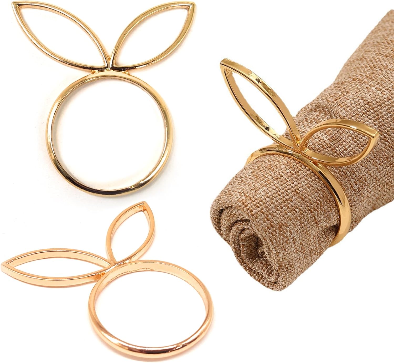 Easter Napkin Rings,4Pcs Gold Bunny Ear Shaped Napkin Ring Easter ...