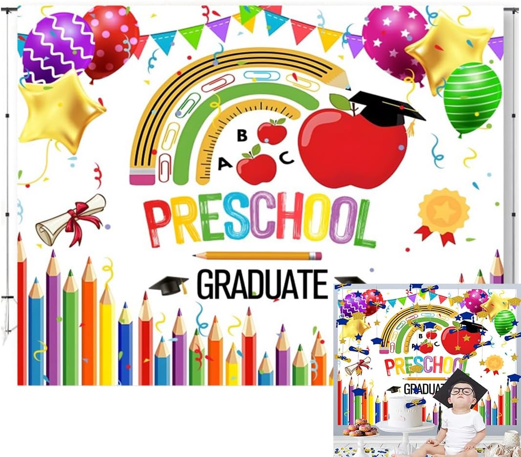 Amazon.com : Caaerttply 10x8ft Preschool Graduation Backdrop ...