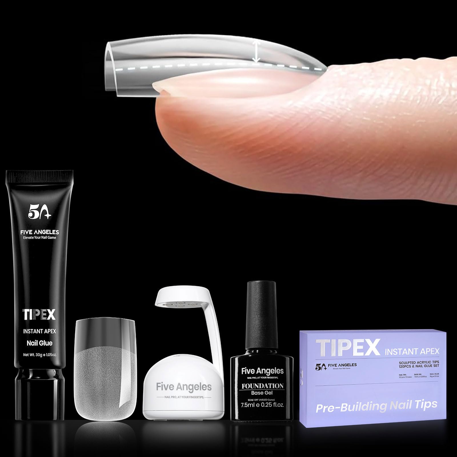 Amazon.com: Five Angeles Tipex Gel Nail Tips Kit, Pre-etched Acrylic ...