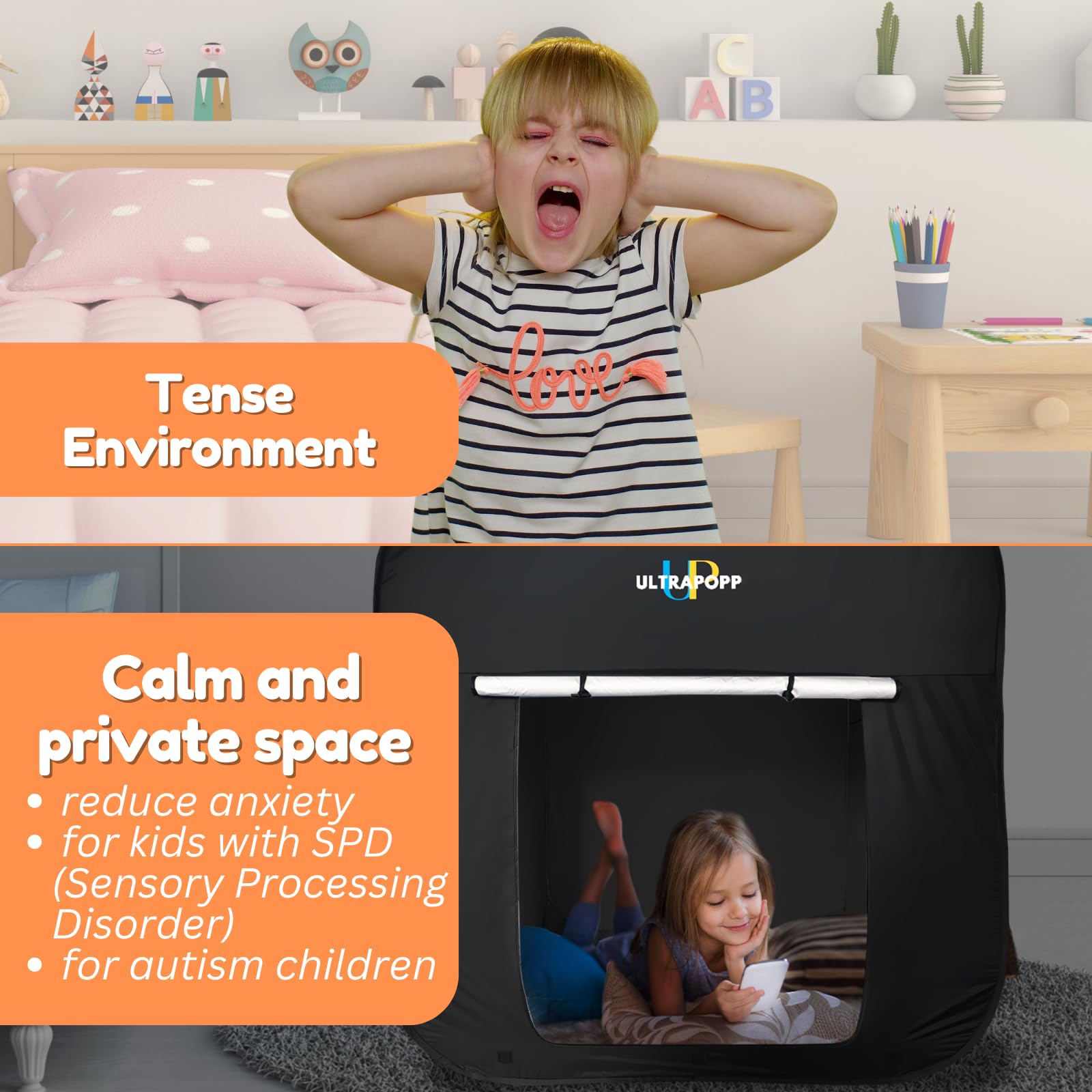 Snapklik.com : Ultrapopp Pop Up Sensory Tent For Kids, Extra Big ...