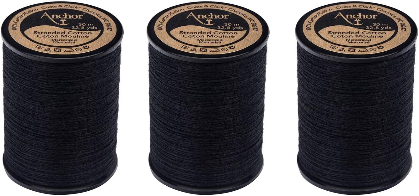 Amazon.com: Anchor Strand Spool - 3 Pack of 32.8y/30m - Black ...