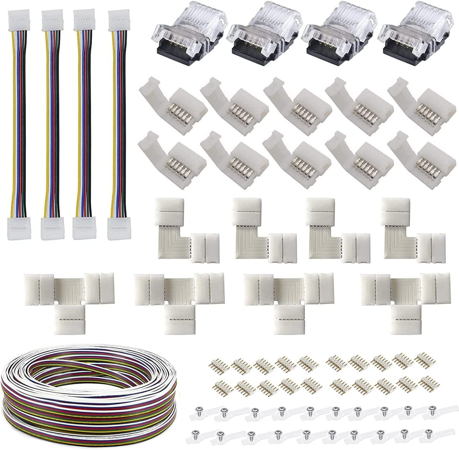 ENQIMAOYI LED Strip Connector Kit for 5050 12mm 6Pin RGBWW LED Strip ...