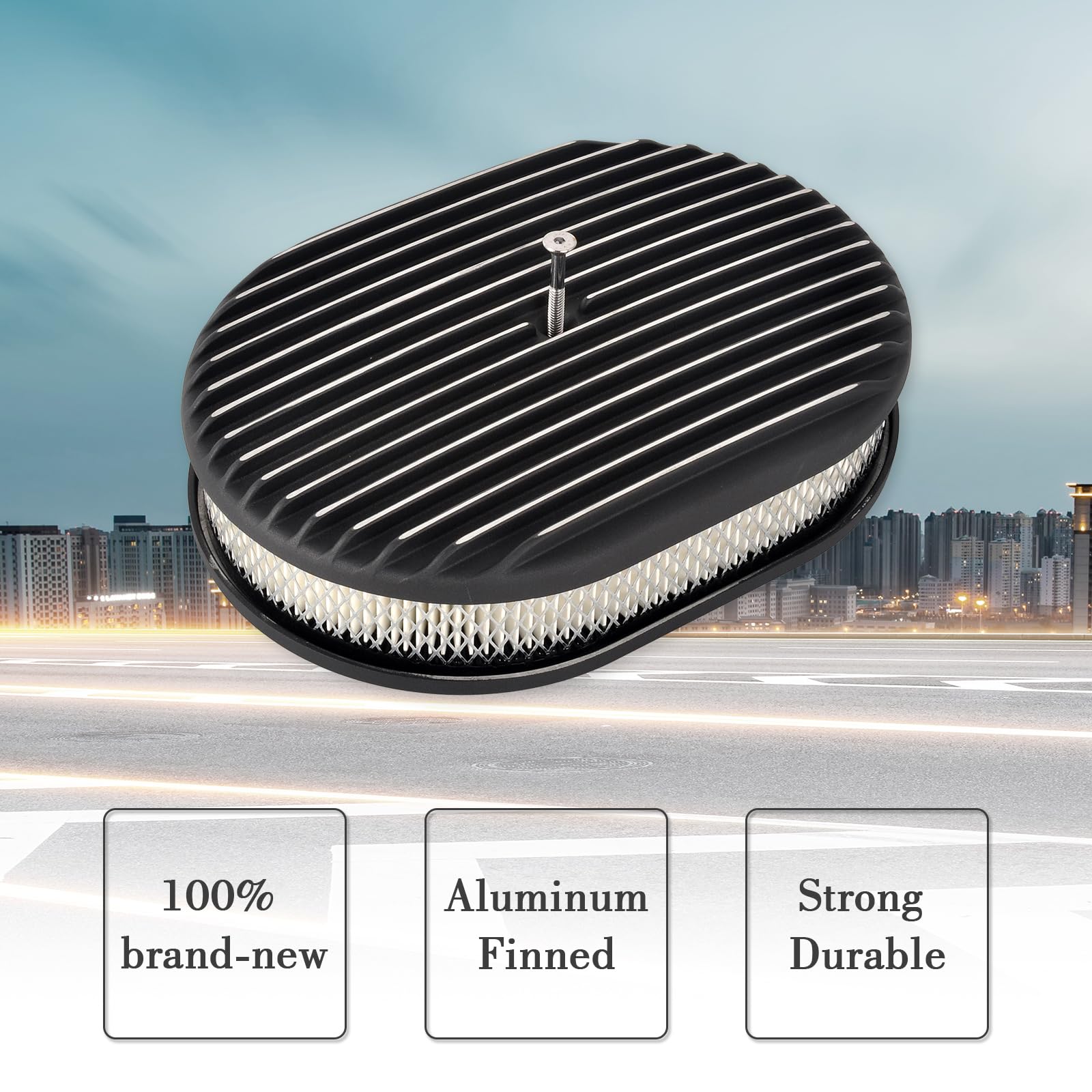 Snapklik.com : TBAPFS 12 Air Cleaner Kit Black Aluminum Oval Full ...