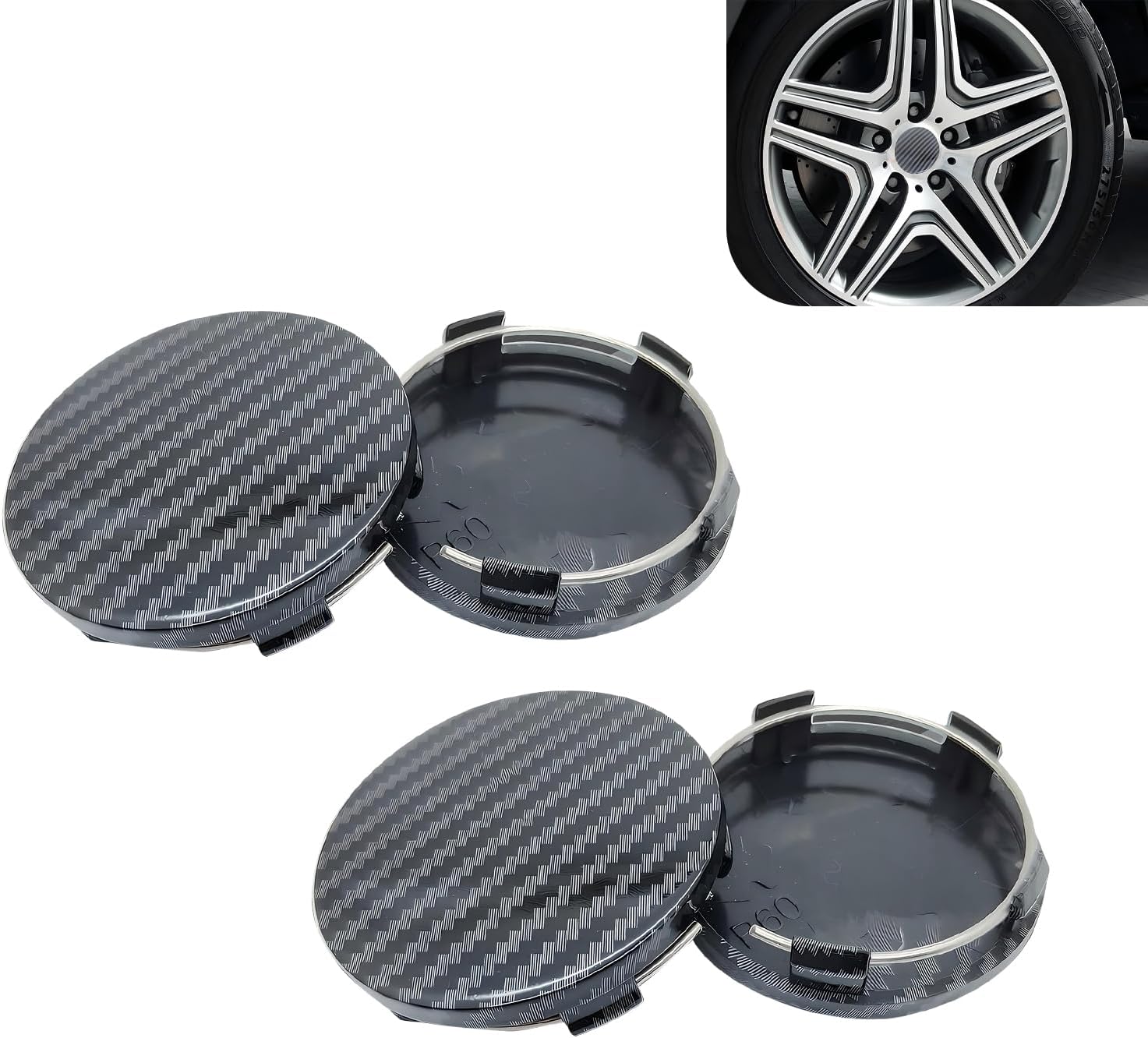 Amazon.com: Tesnaao 4 PCS Car Wheel Hub Center Cap, 2.36" x 2.2" Wheel ...
