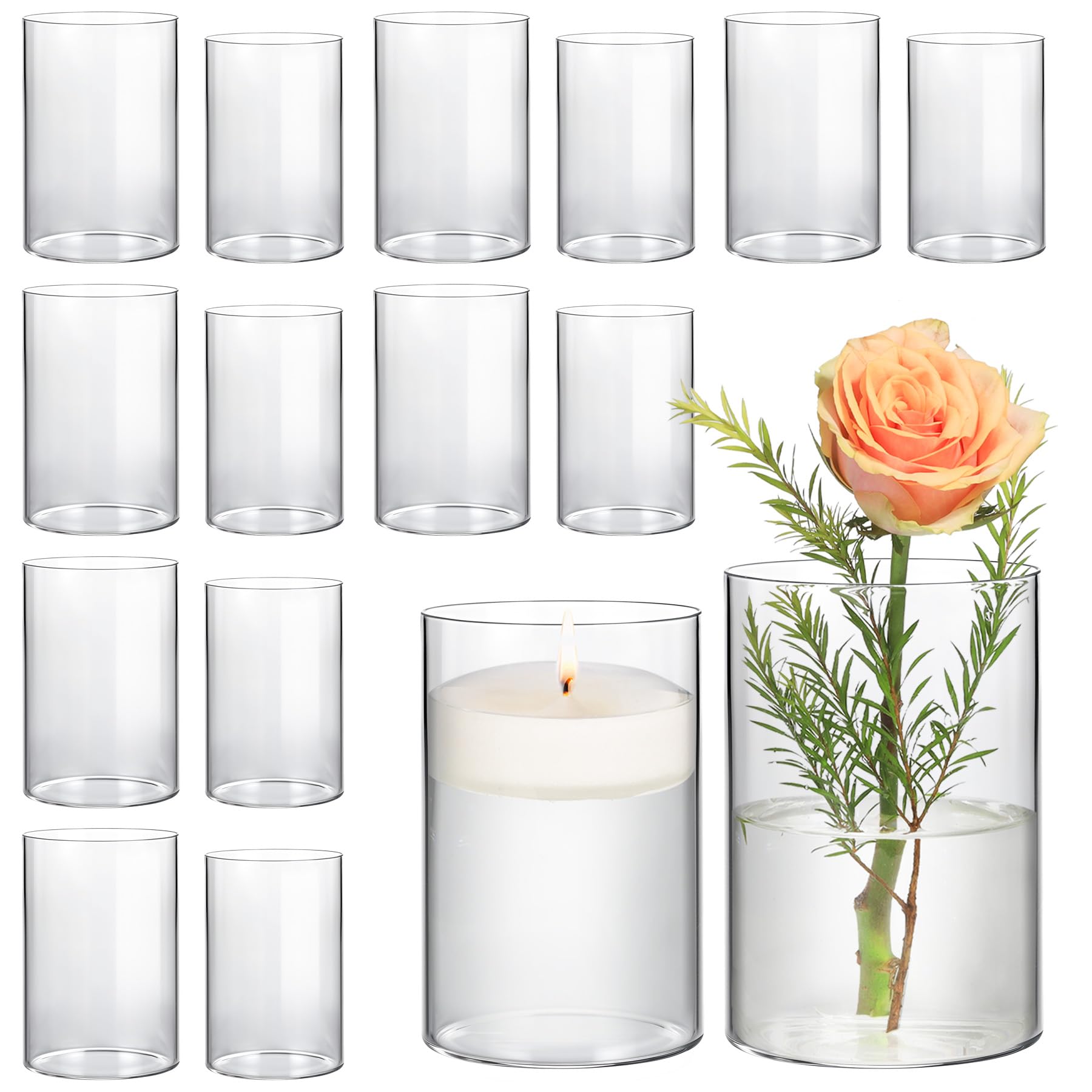 Amazon.com: ComSaf Glass Cylinder Vases Pack of 16, Clear Bud Vases for ...