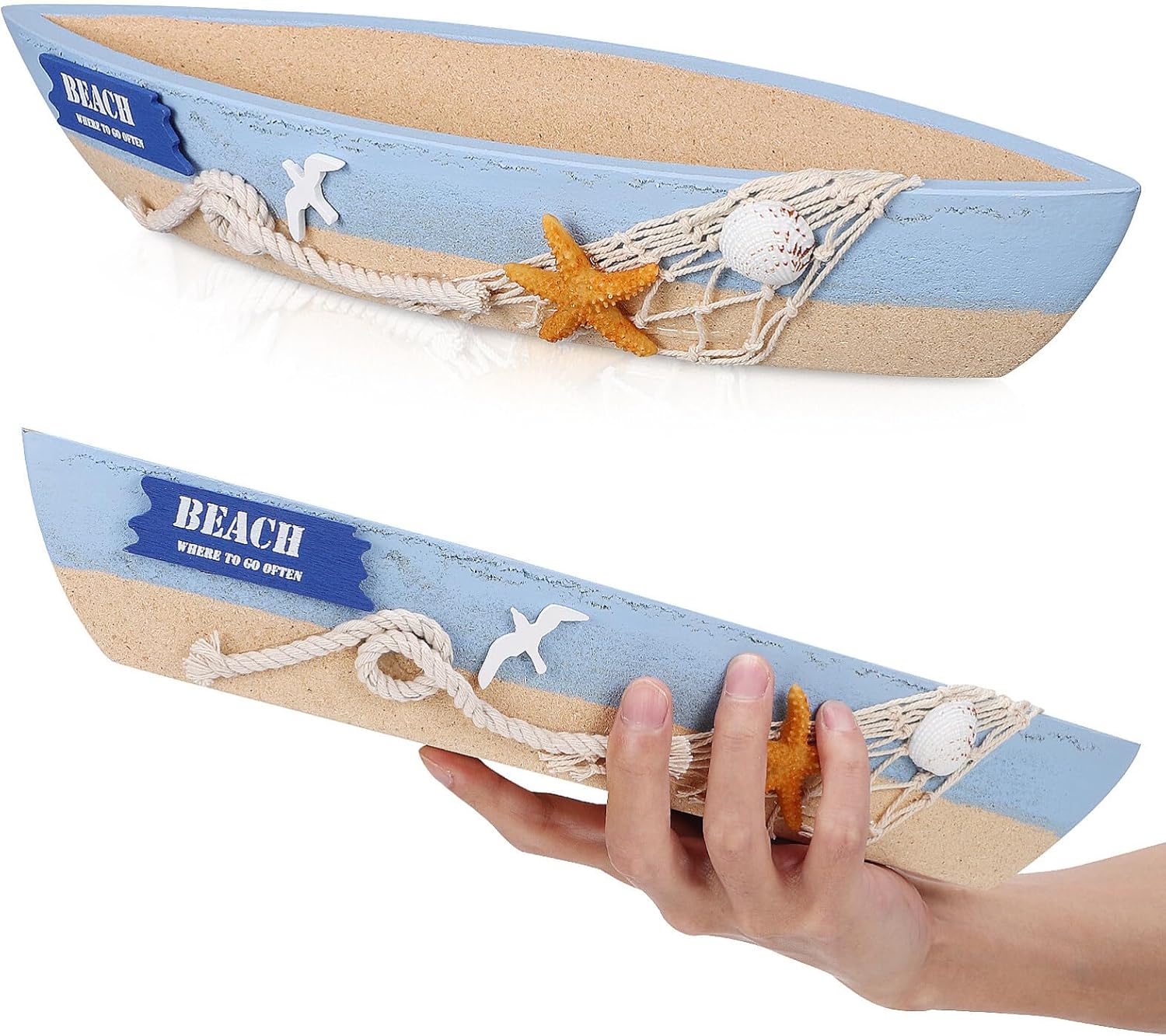 Amazon.com: IMIKEYA Wooden Boat Tray Display - Mediterranean Style ...