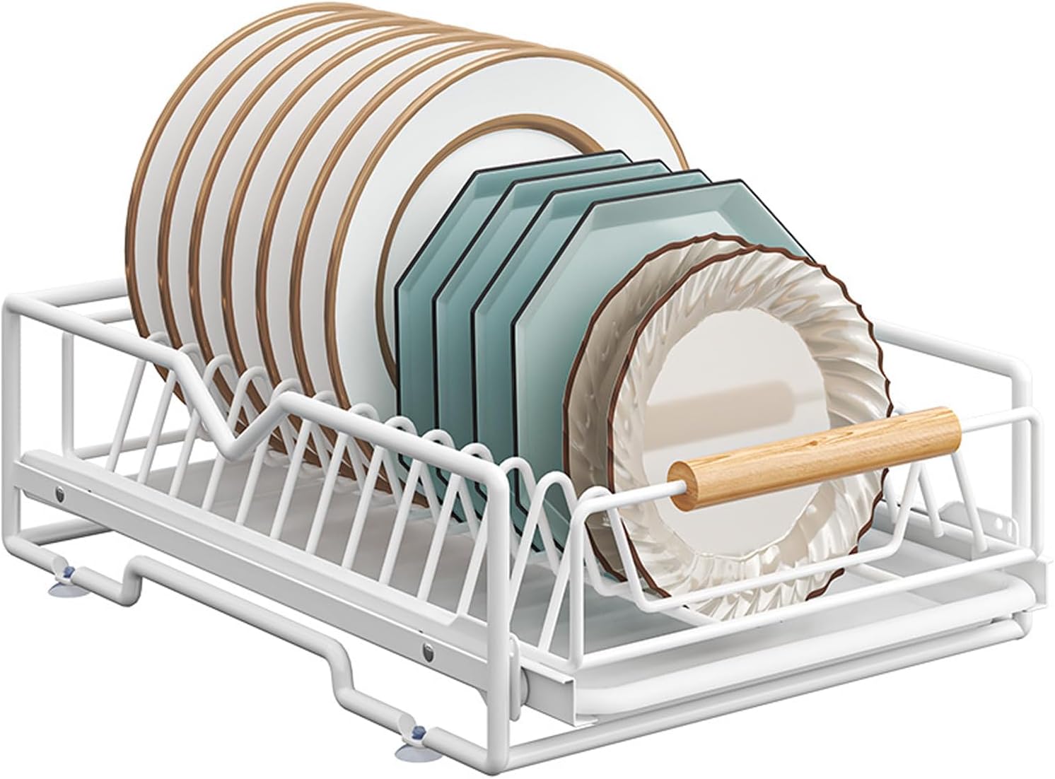 Gzsekken Dish Drying Rack, Pull Out Dish Racks with Drip Tray & Non ...