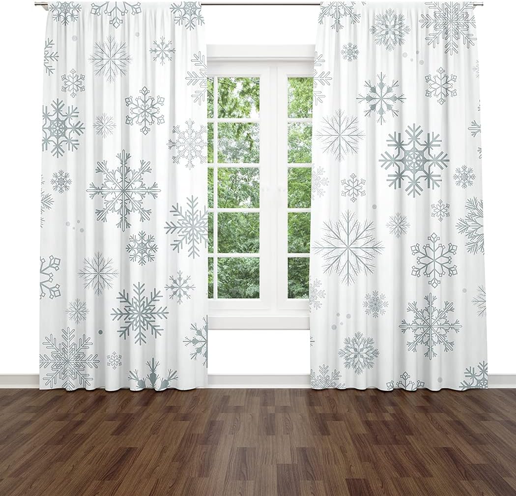 Amazon.com: Snowflake Window Drapes Curtain Snowflake Merry Christmas ...