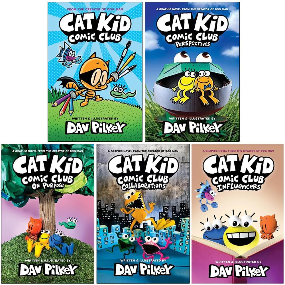 Amazon.com: Cat Kid Comic Club Series 5 Books Collection Set By Dav Pilkey (Cat Kid Comic Club ...