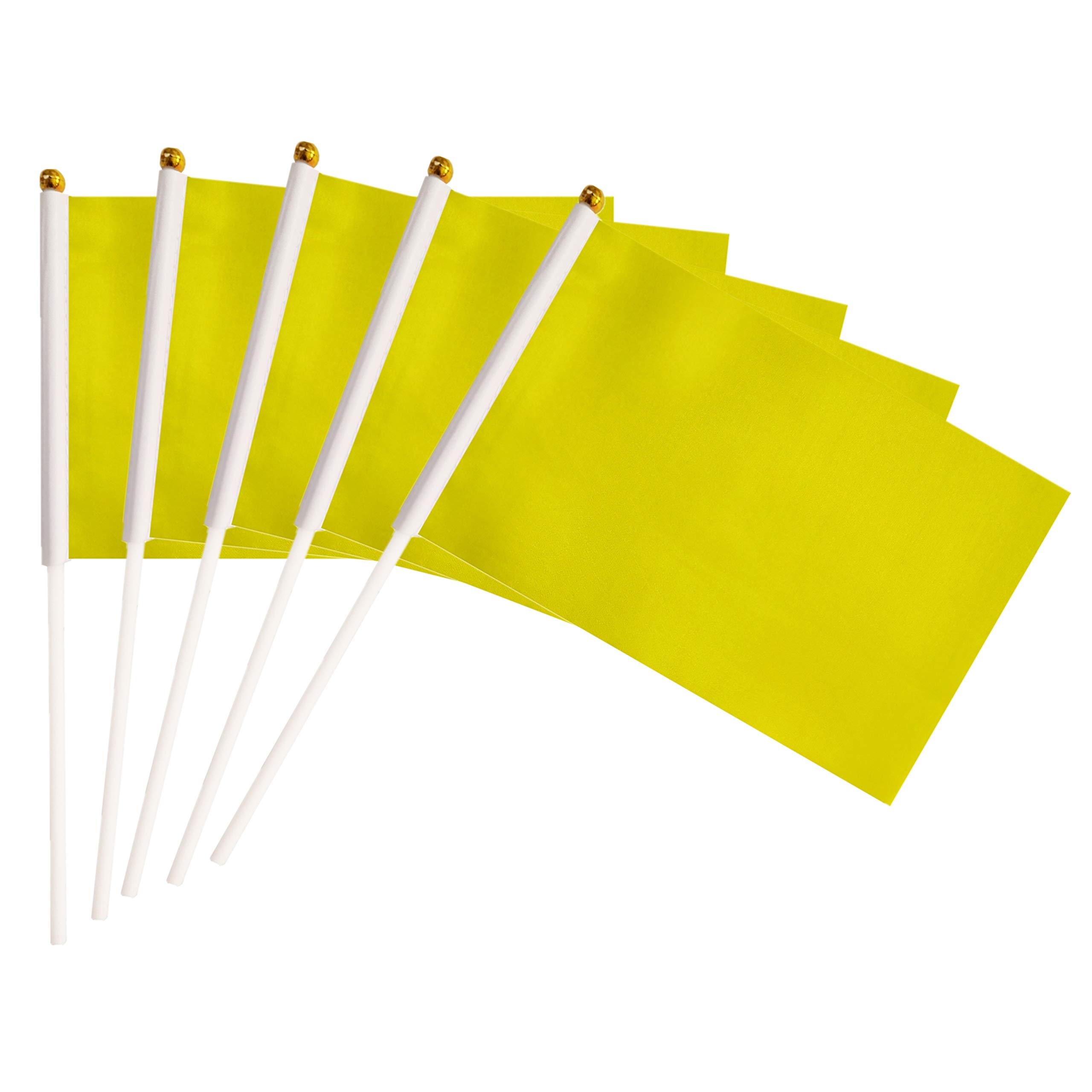 Amazon.com : Yellow Stick Flags,50 Pack Hand Held Small Mini Solid Flag ...