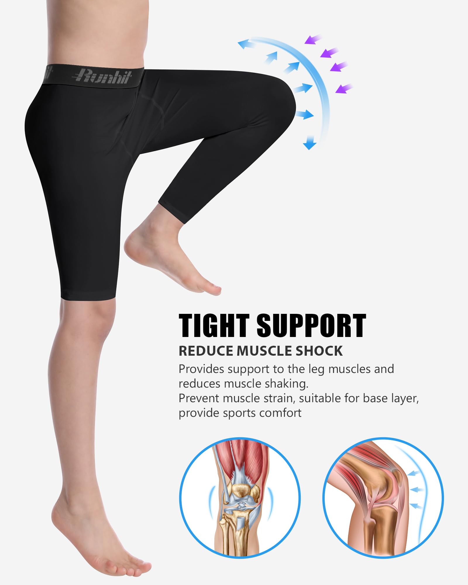Snapklik.com : Boys Basketball One Leg Compression Tights Youth Full ...