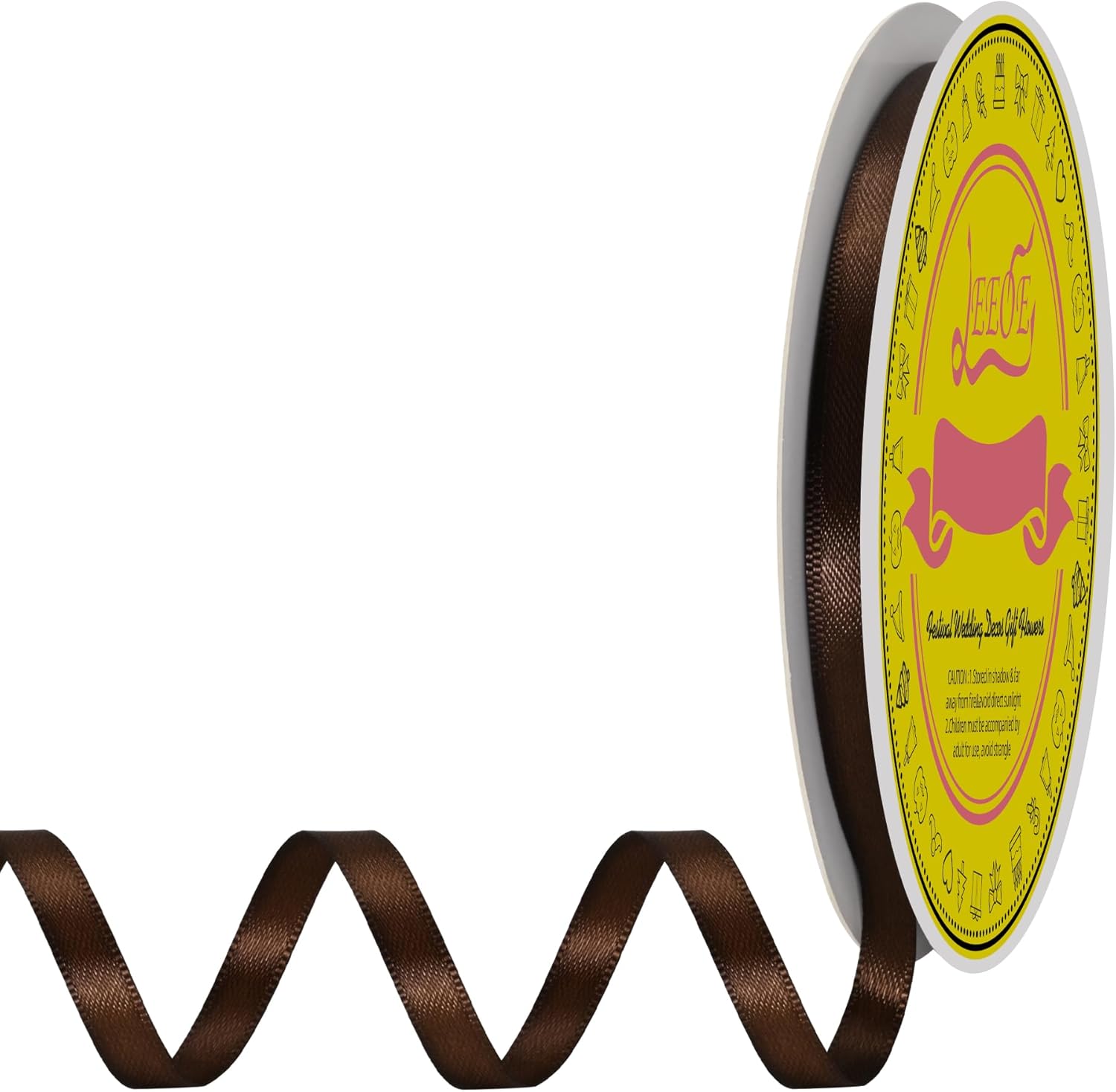 Amazon.com: LEEQE Double Face Brown Satin Ribbon 1/4 inch X 50 Yards ...