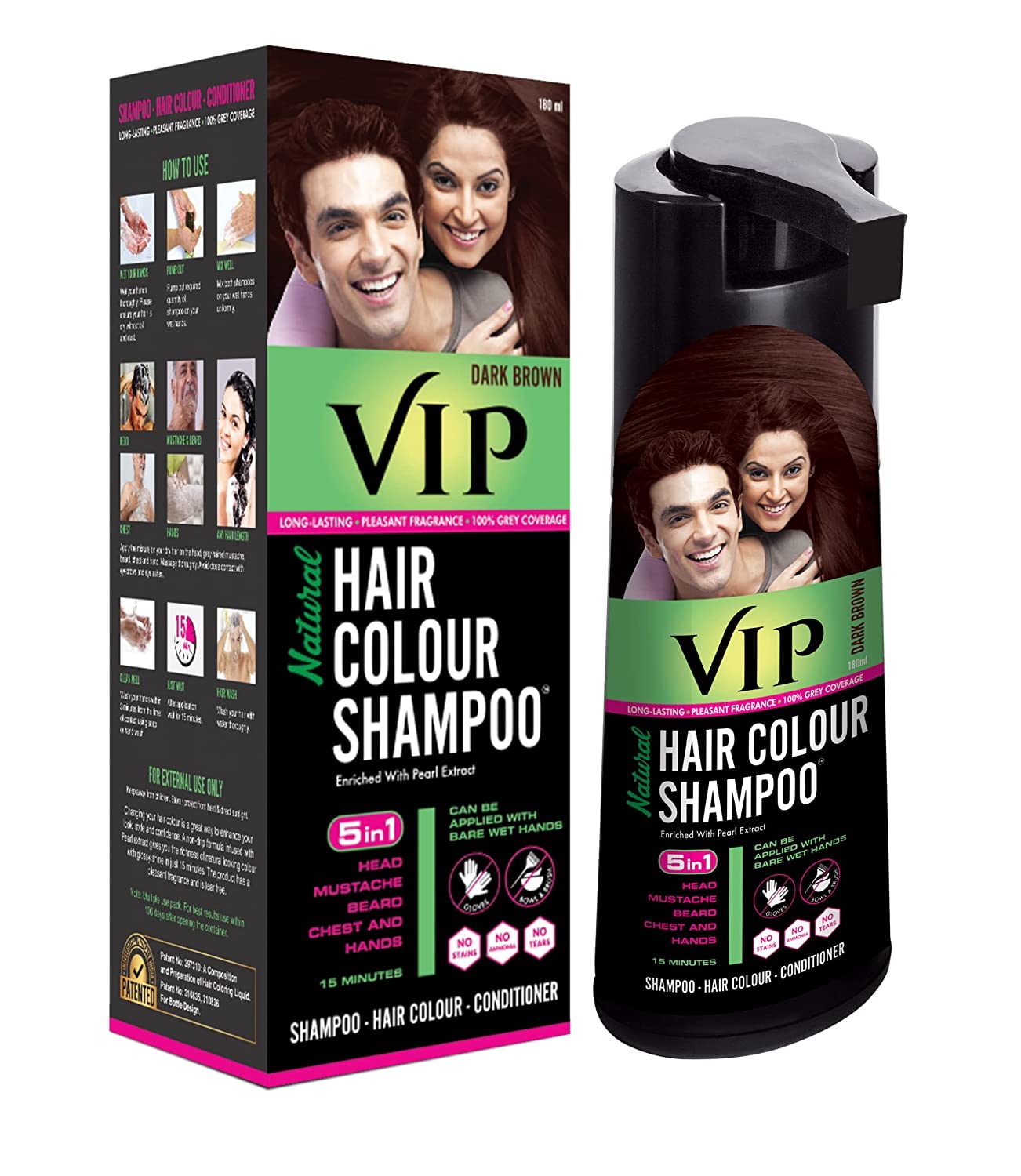 Vip Hair Colour Shampoo 180 Ml Pack Of 1 Dark | Desertcart INDIA