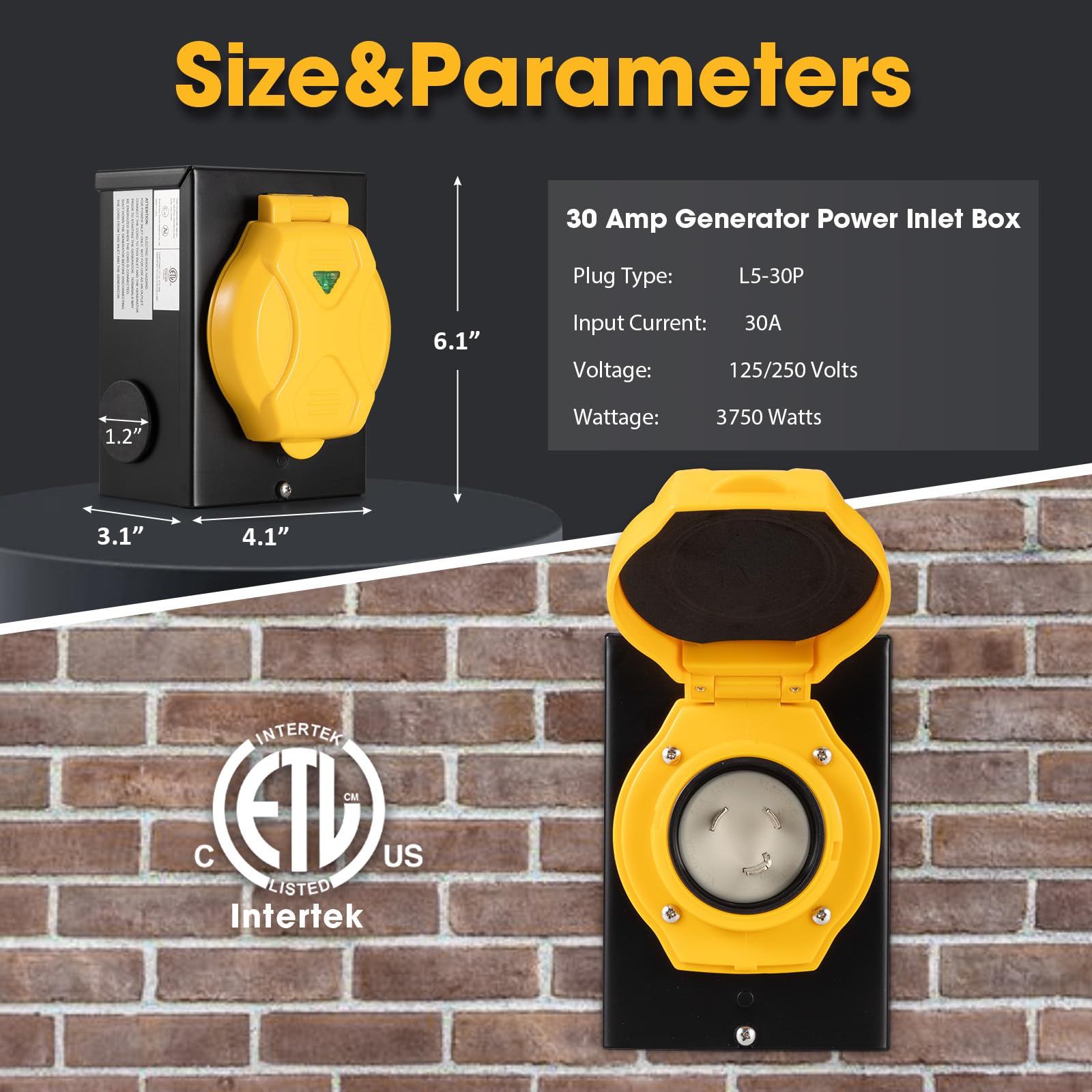 Snapklik.com : LAZMUMI 30 Amp Generator Power Inlet Box,NEMA L5-30P ...