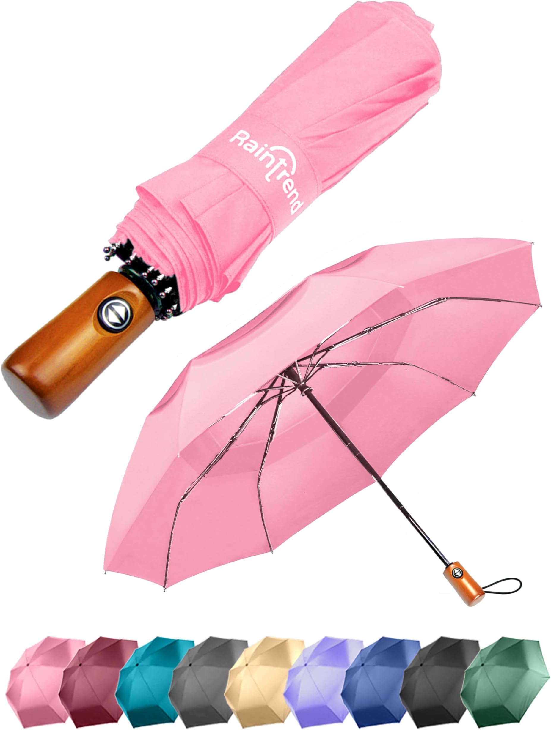Amazon.com: Raintrend 2 Pack Umbrellas for Rain Windproof Travel Teal ...