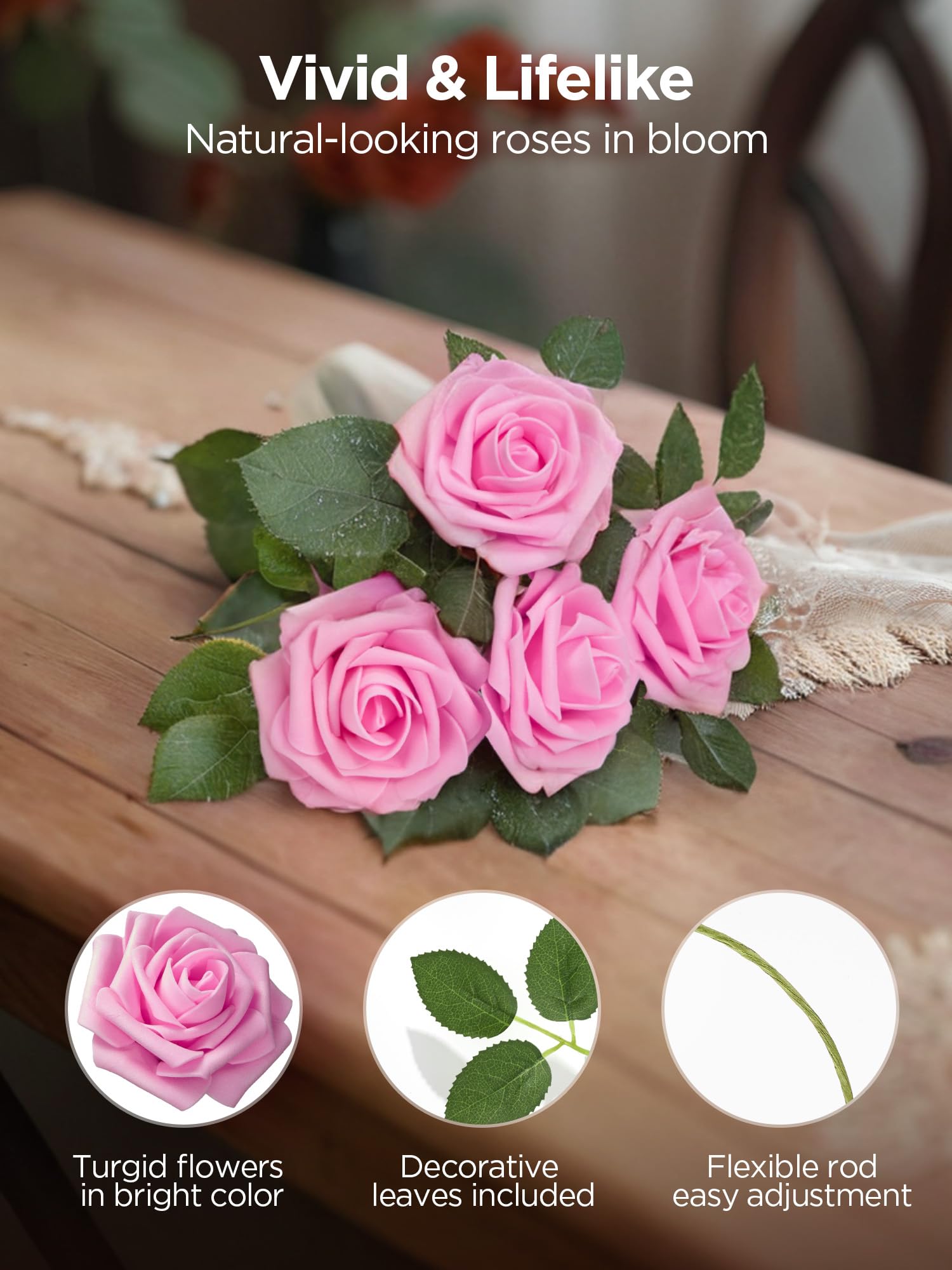 Snapklik.com : InnoGear Artificial Flowers, 50 Pcs Pink Foam Fake Roses ...