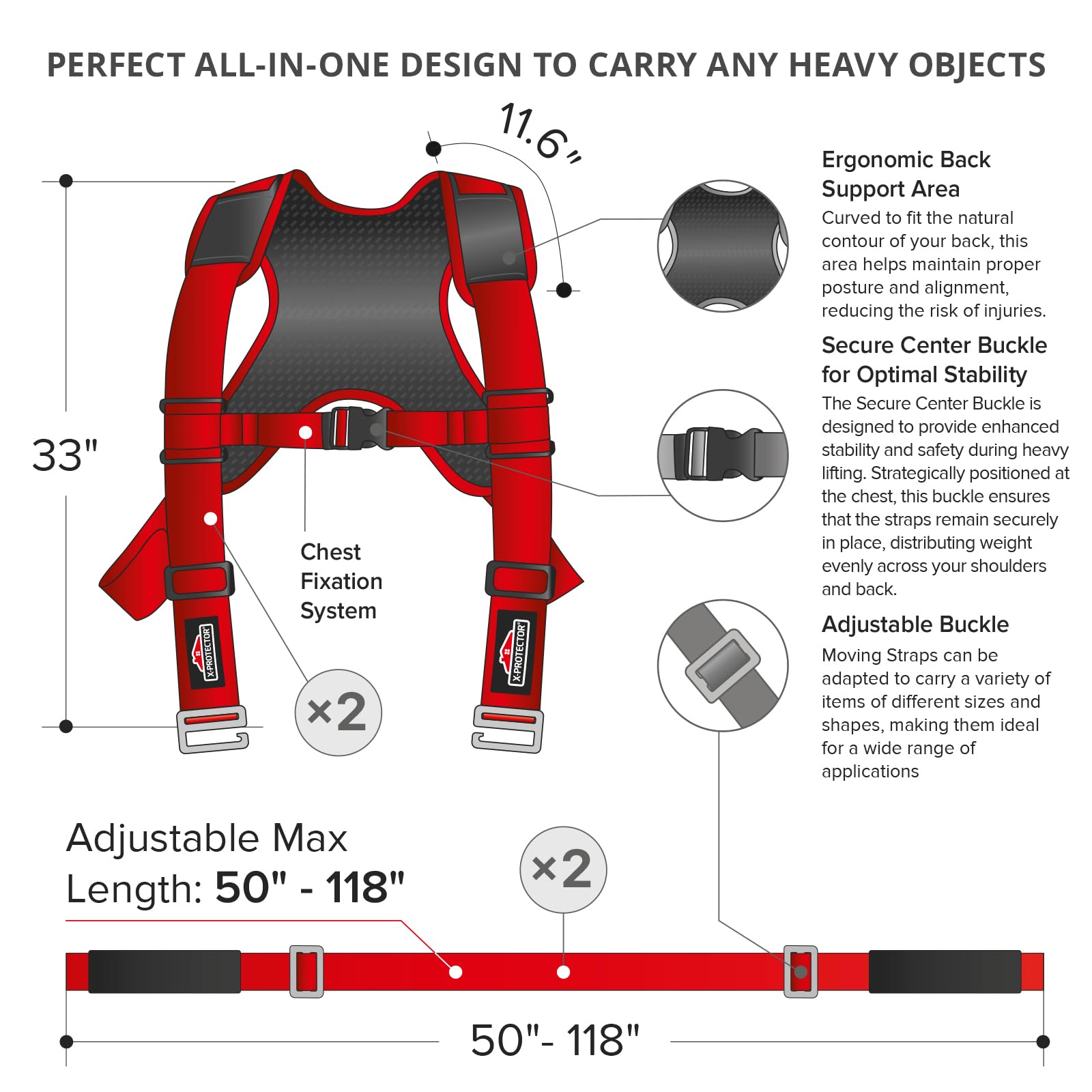 Snapklik.com : X-Protector Moving Straps - 2 Pairs - Lifting Straps For ...