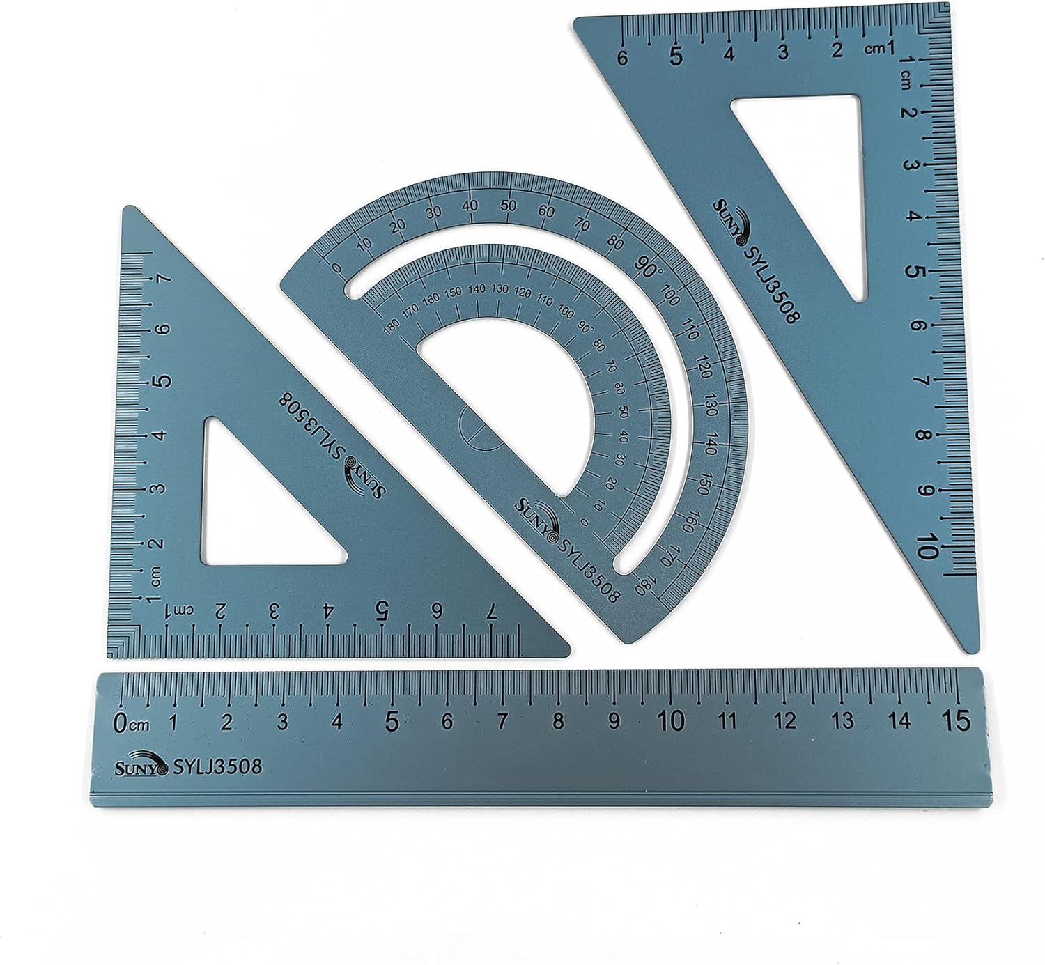 ZY&JX 4-Piece Set of Math Ruler Geometry Tools, Aluminum Alloy Ruler ...