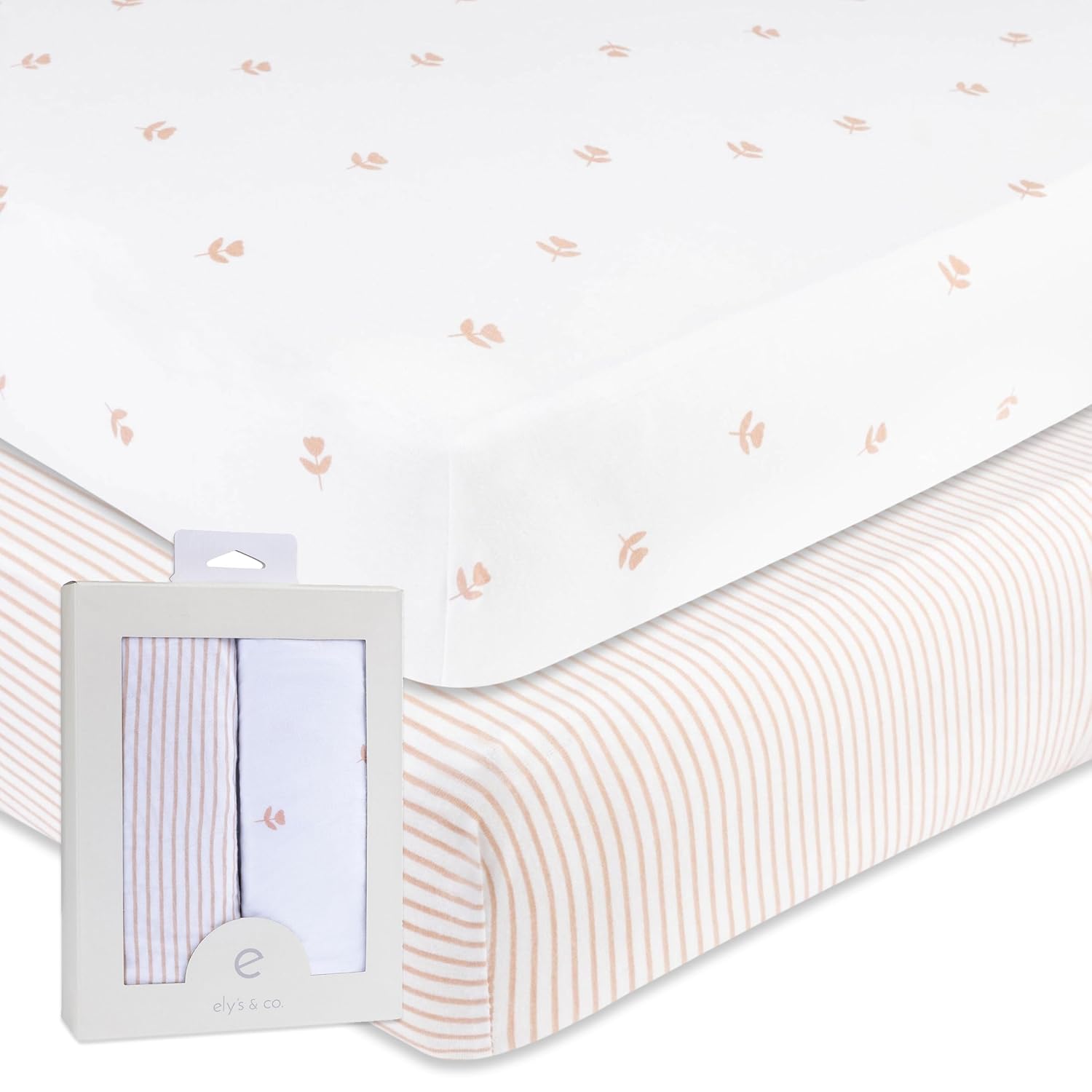 Amazon.com : Ely’s & Co. Crib Sheets Baby Girl Fitted Crib Mattress Sheet Set, 2 Pack, 100% ...