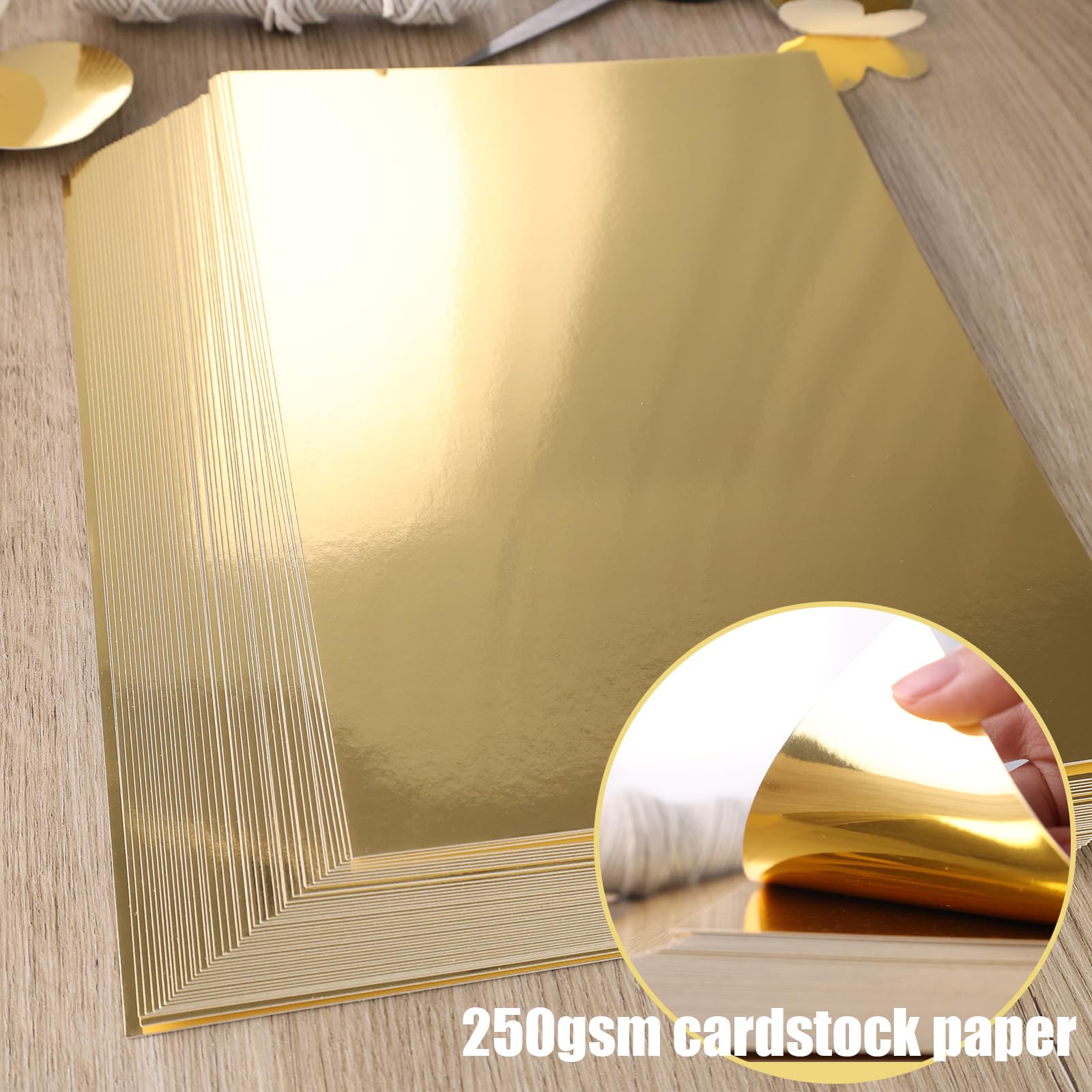 Snapklik.com : BigOtters 60 Sheets Metallic Gold Cardstock Paper