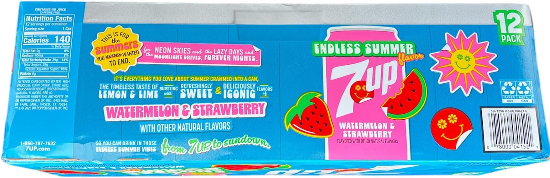 Amazon.com : 7...UP Watermelon & Strawberry Endless Summer Flavor 12 oz ...